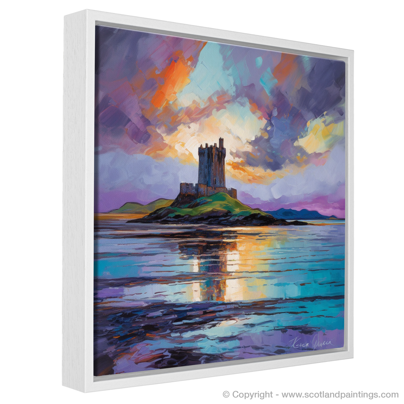 Storm's Embrace over Castle Stalker Bay – Scotland Paintings and Art Prints