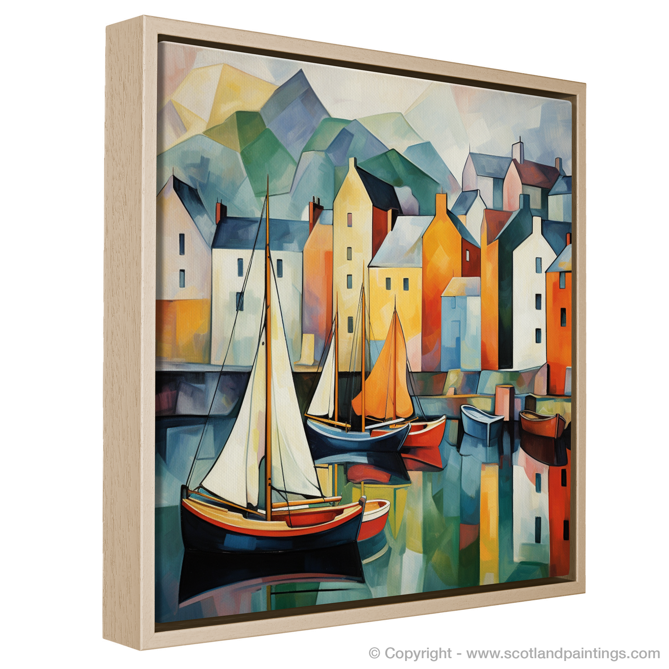 Cubist Waves at Portree Harbour – Scotland Paintings and Art Prints