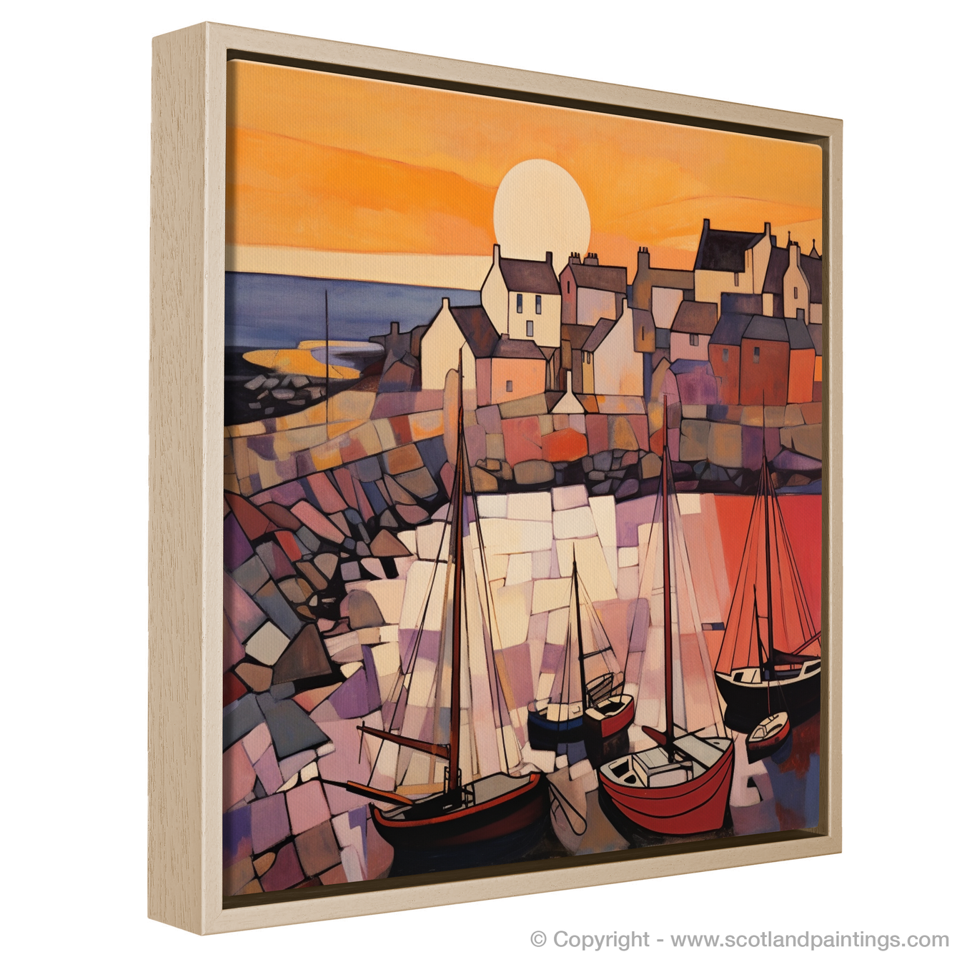Cubist Sunset at Crail Harbour – Scotland Paintings and Art Prints