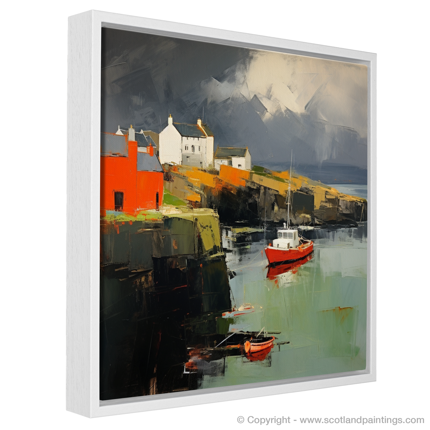 Storm's Embrace at Portpatrick Harbour – Scotland Paintings and Art Prints