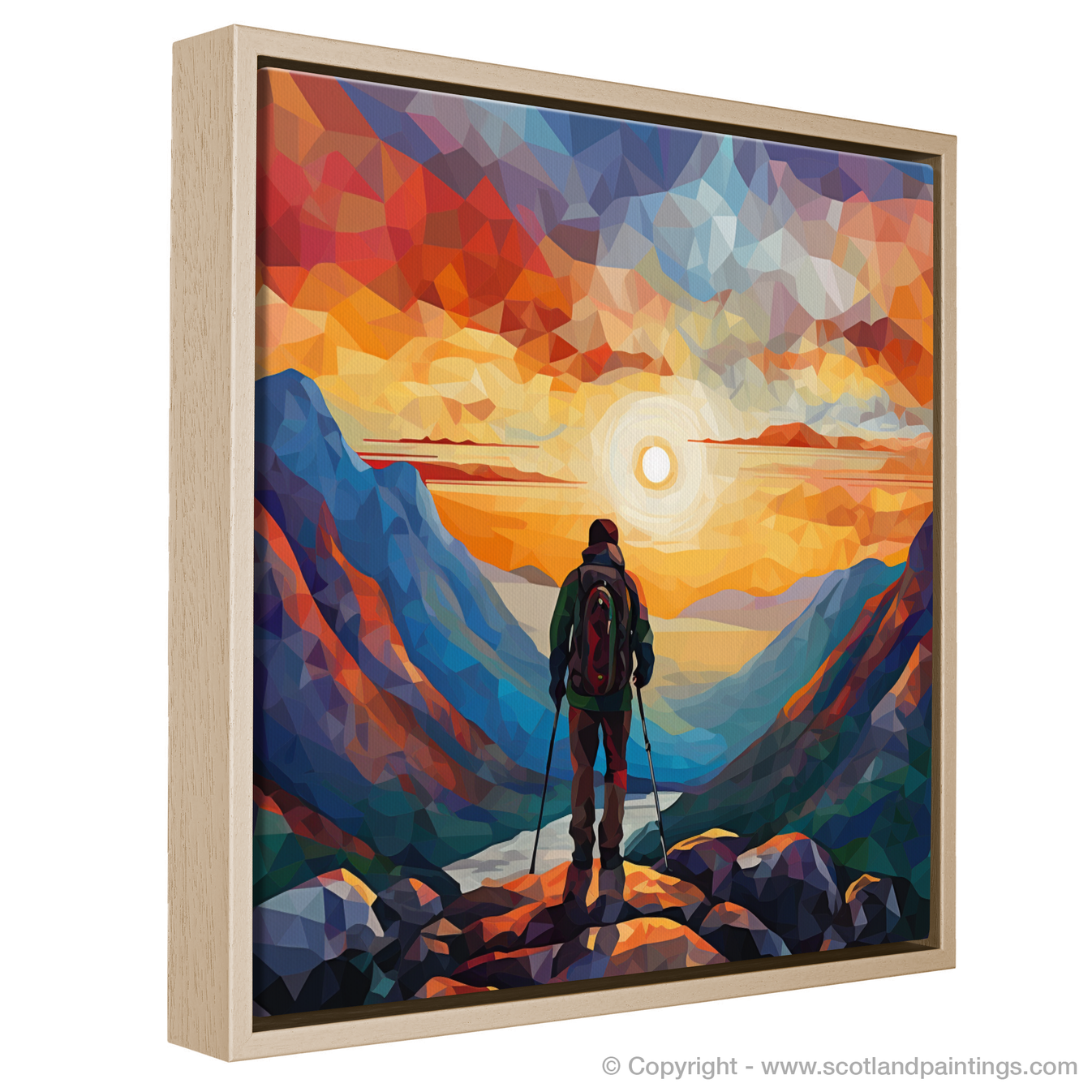 Cubist Sunset Silhouette in Glencoe – Scotland Paintings and Art Prints