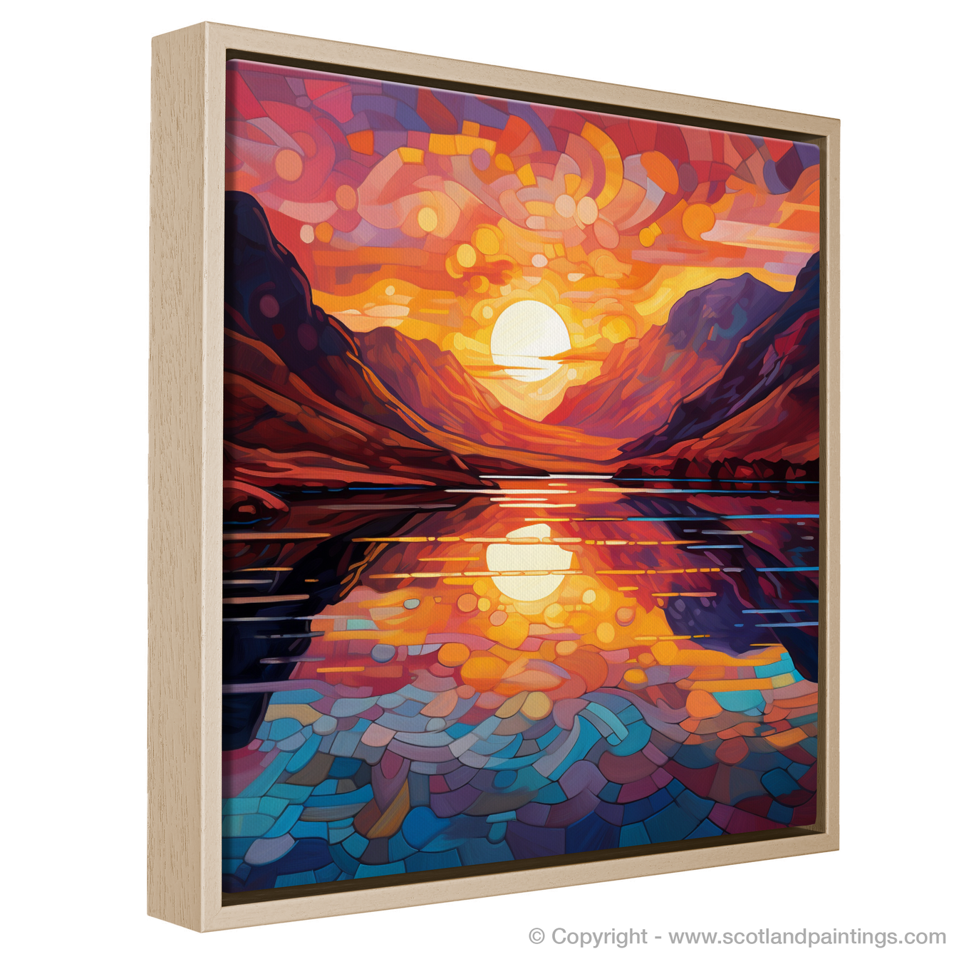 Cubist Sunset Over Glencoe Lochan – Scotland Paintings and Art Prints