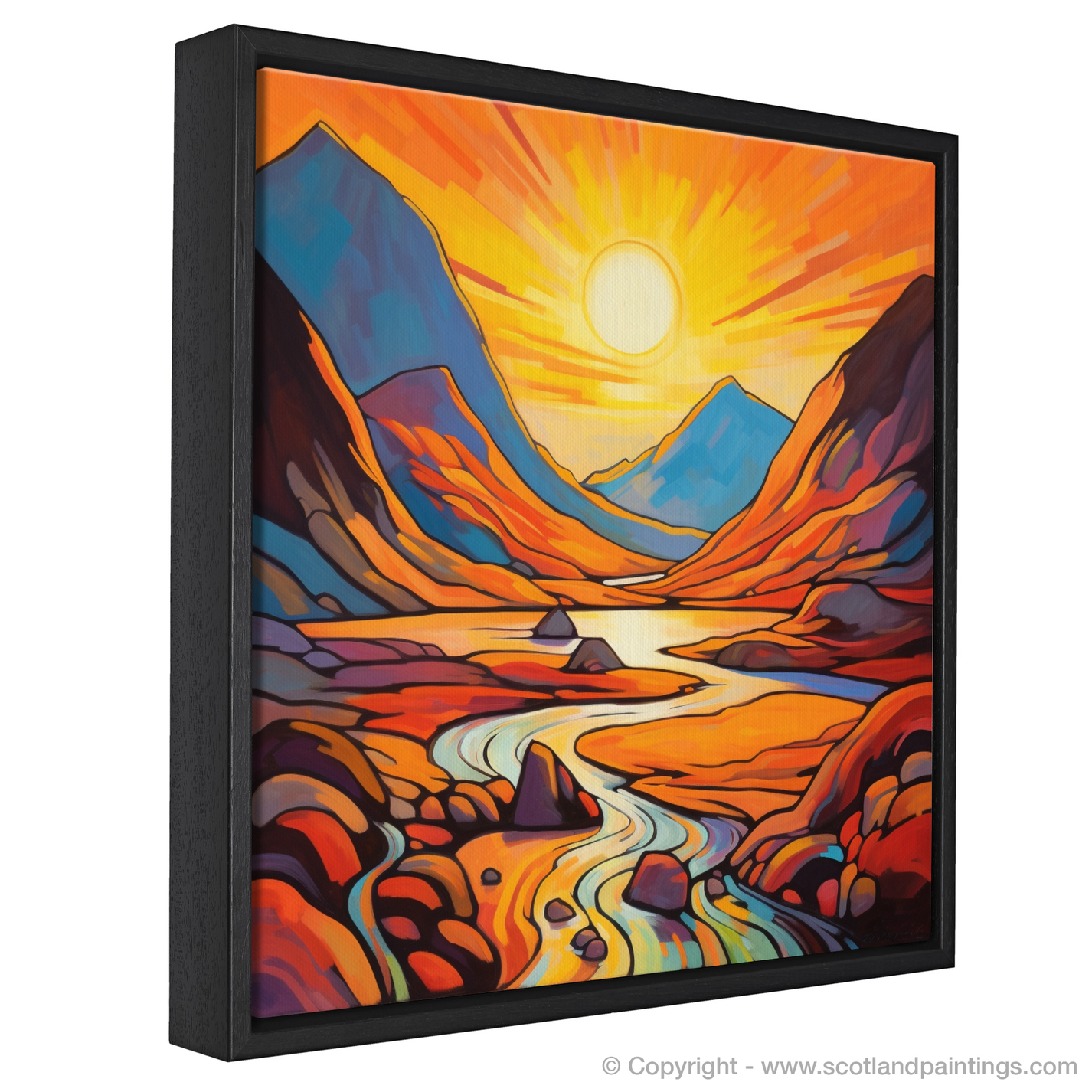 Cubist Sunset Symphony in Glencoe – Scotland Paintings and Art Prints
