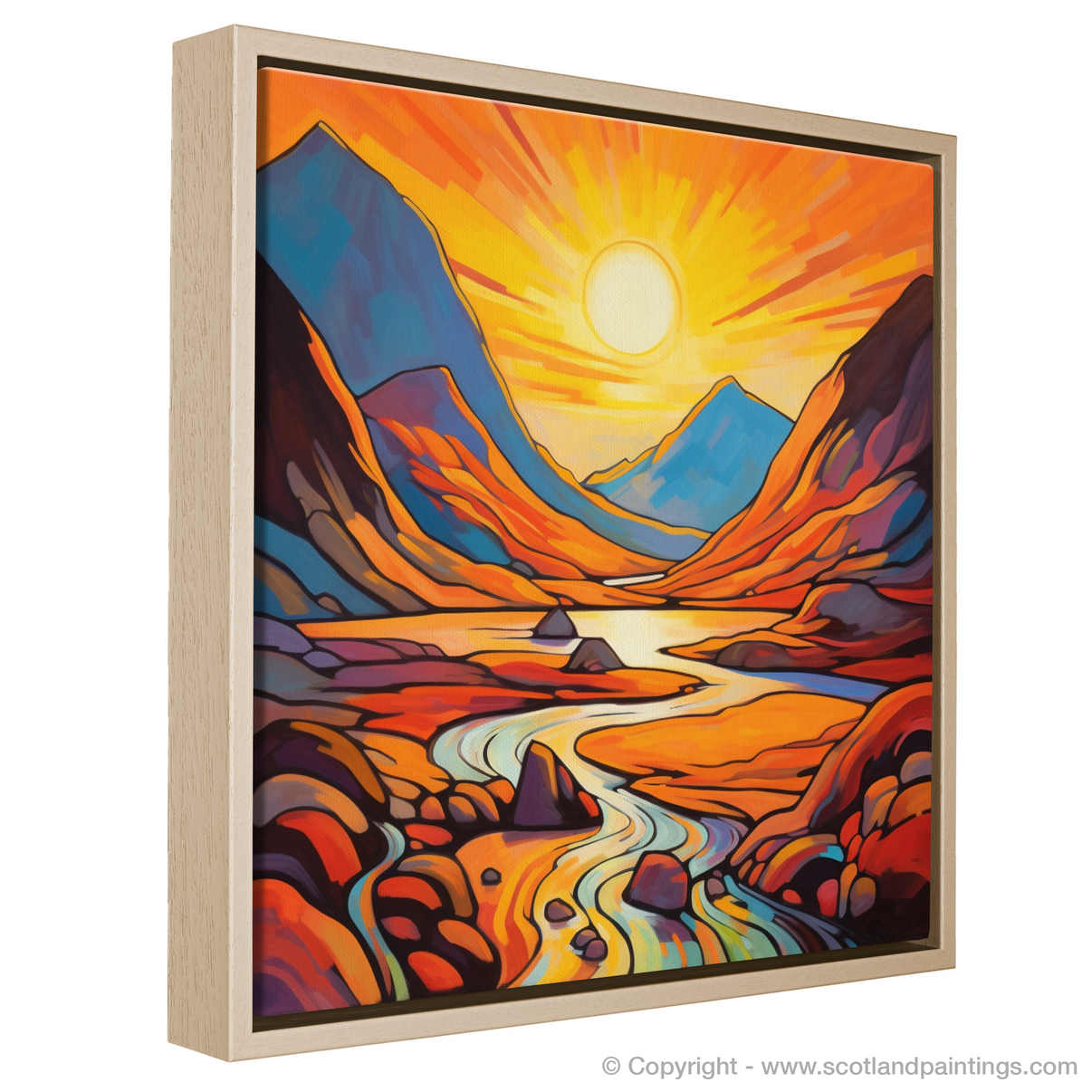 Cubist Sunset Symphony in Glencoe – Scotland Paintings and Art Prints