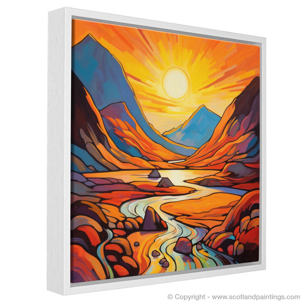 Cubist Sunset Symphony in Glencoe – Scotland Paintings and Art Prints