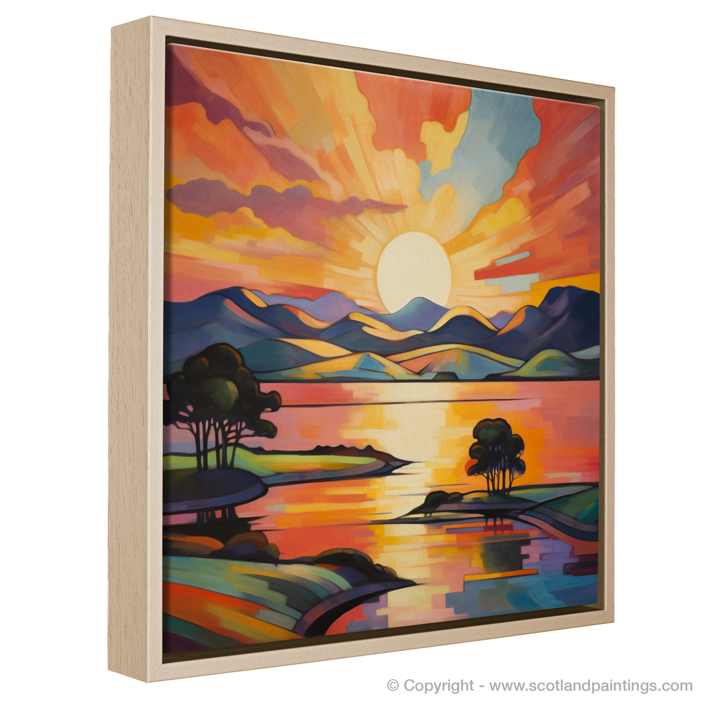 Painting and Art Print of Sunset over Loch Lomond entitled "Cubist Sun ...