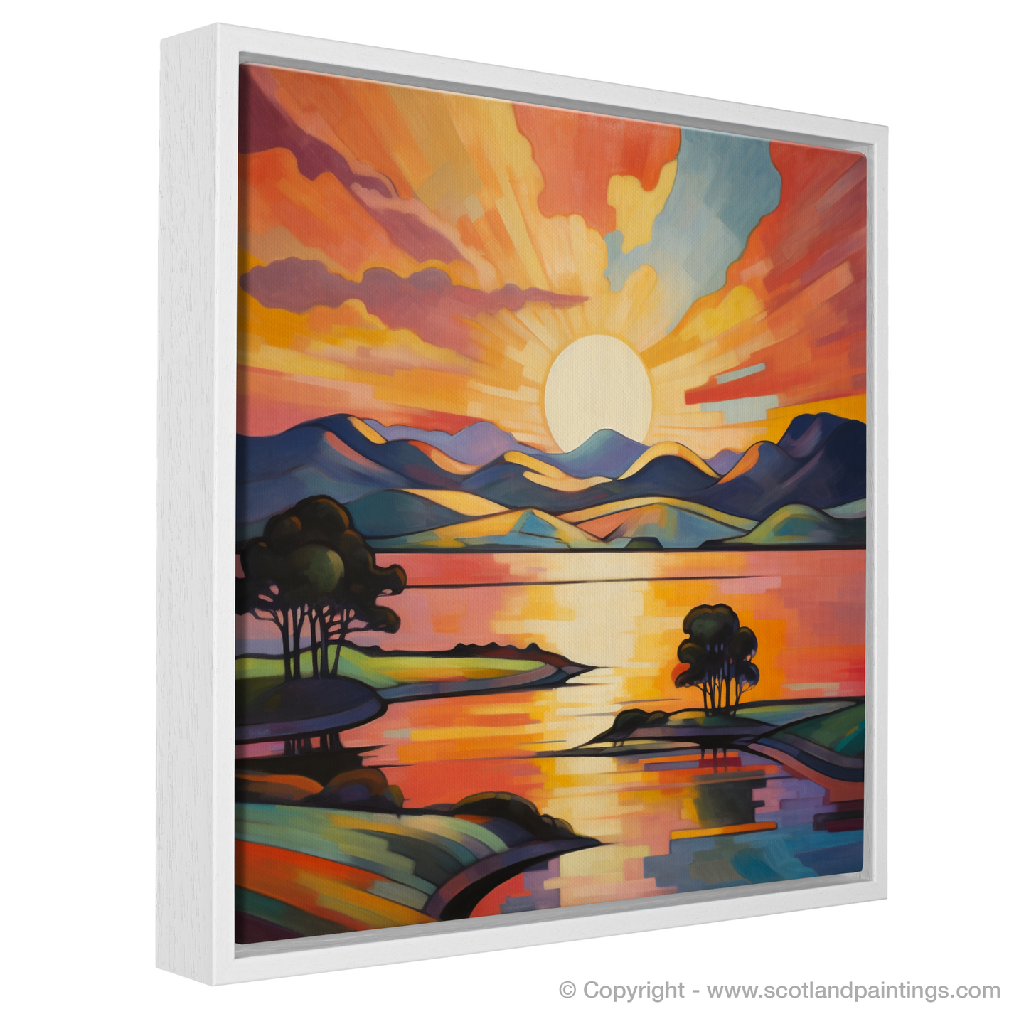 Painting and Art Print of Sunset over Loch Lomond entitled "Cubist Sun ...