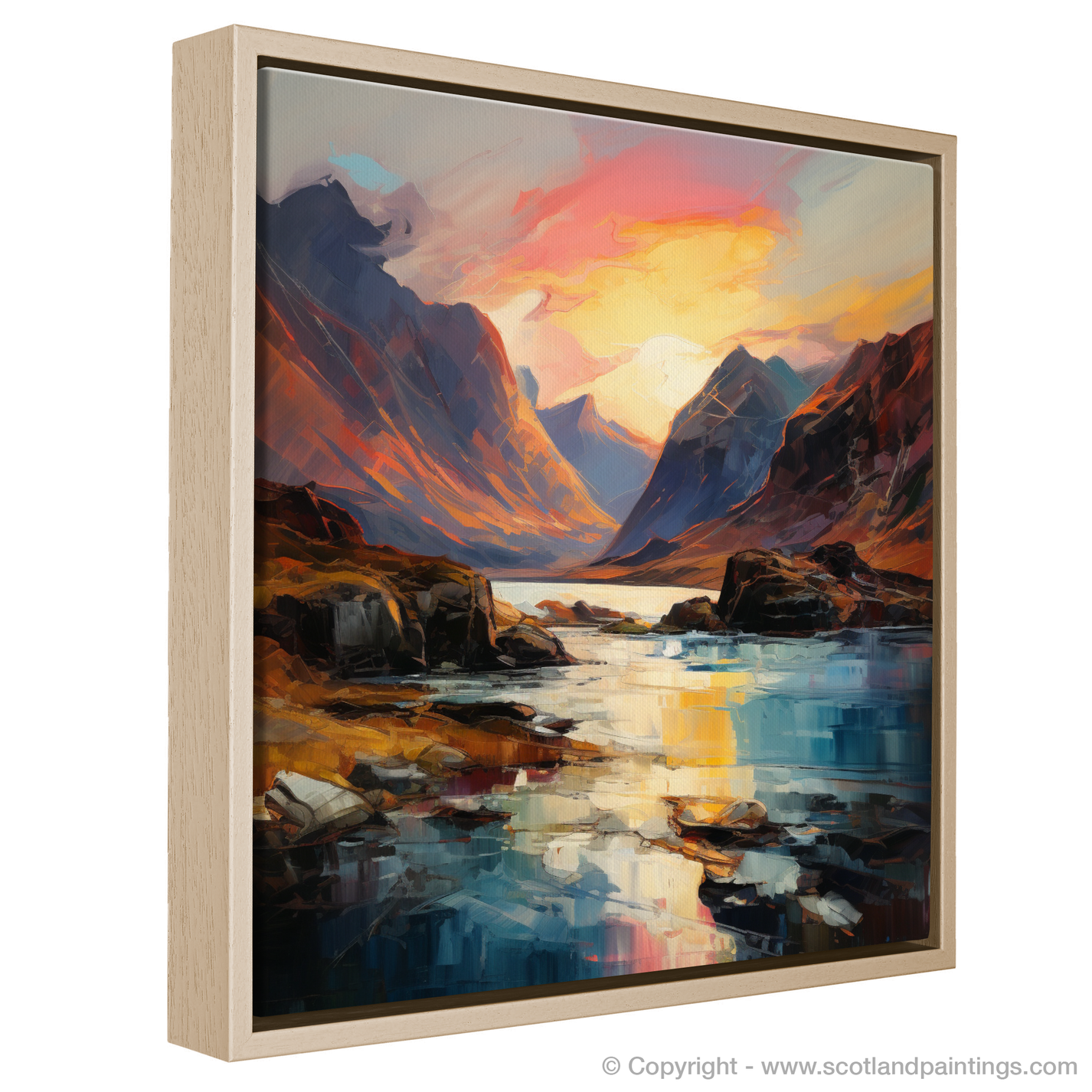 Painting and Art Print of Loch Coruisk at sunset entitled "Sunset Embr ...