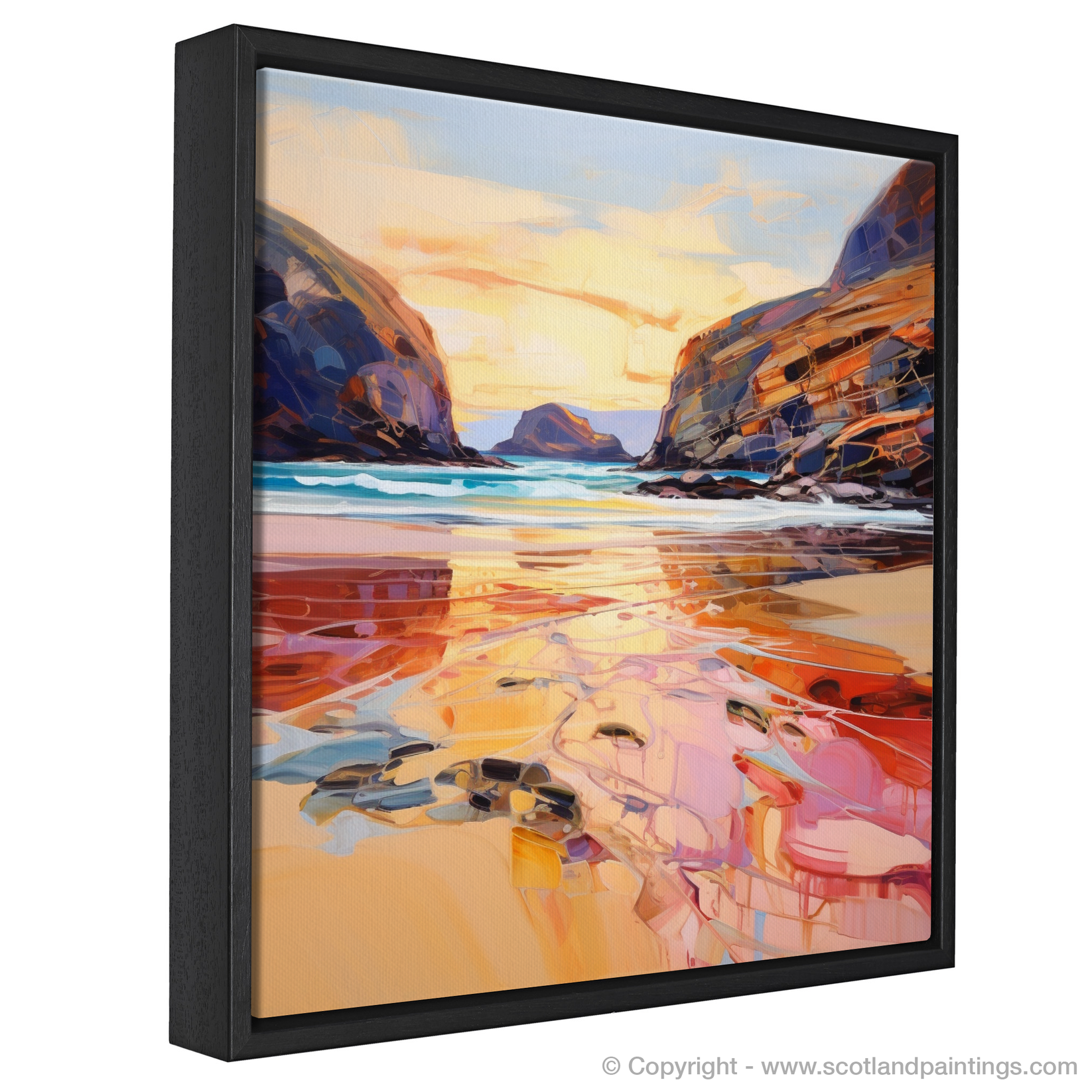 Painting and Art Print of Sandwood Bay at golden hour entitled "Golden ...
