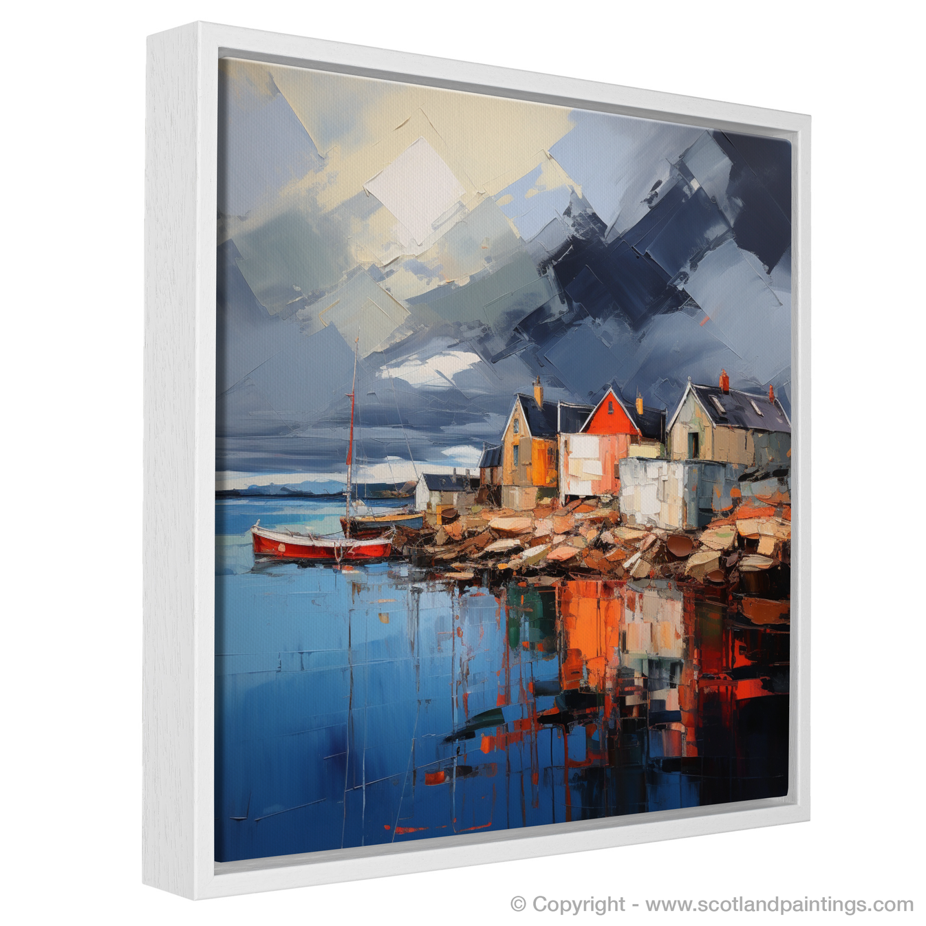 Painting and Art Print of Dunbar Harbour with a stormy sky entitled "T ...