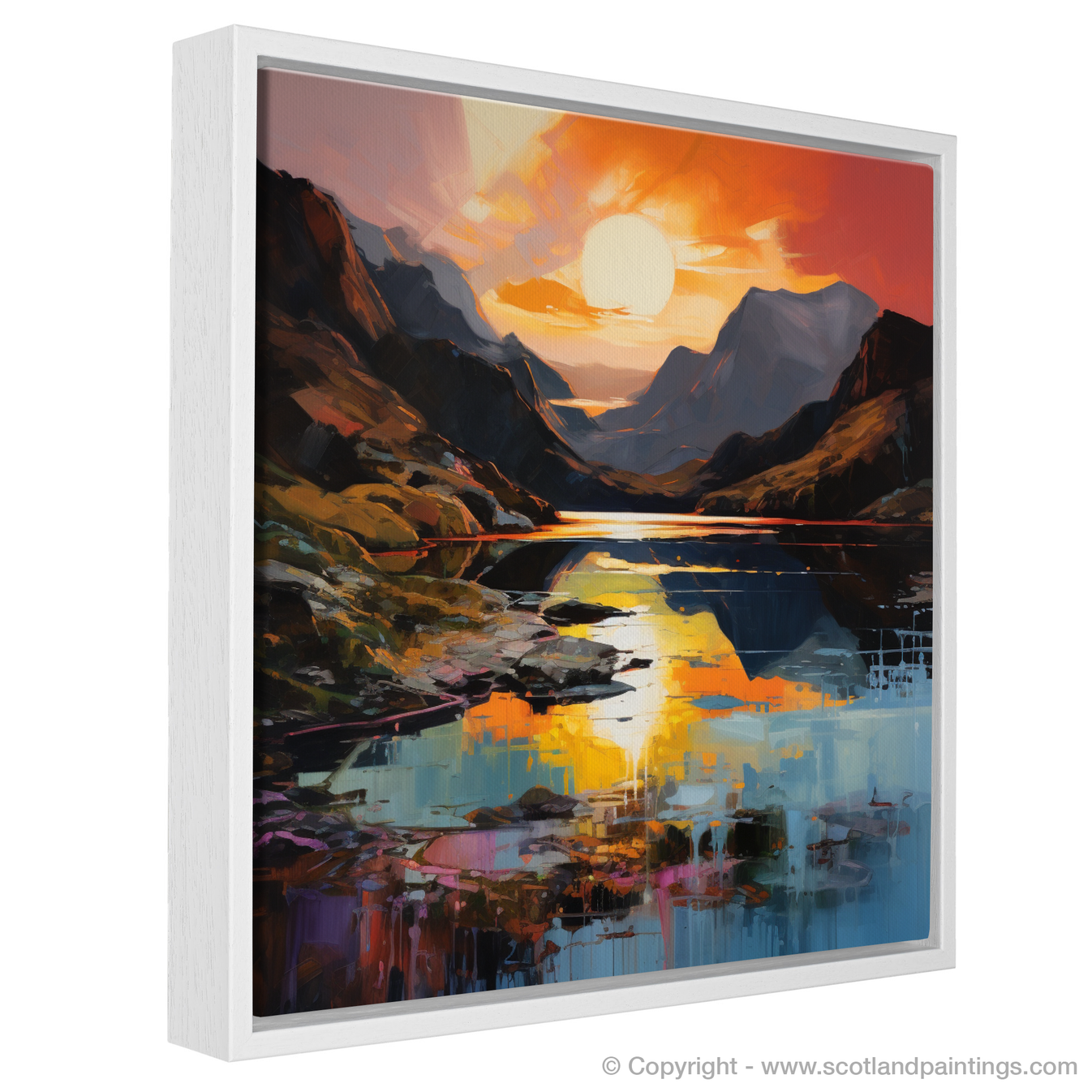 Painting and Art Print of Loch Coruisk at sunset entitled "Sunset Embr ...