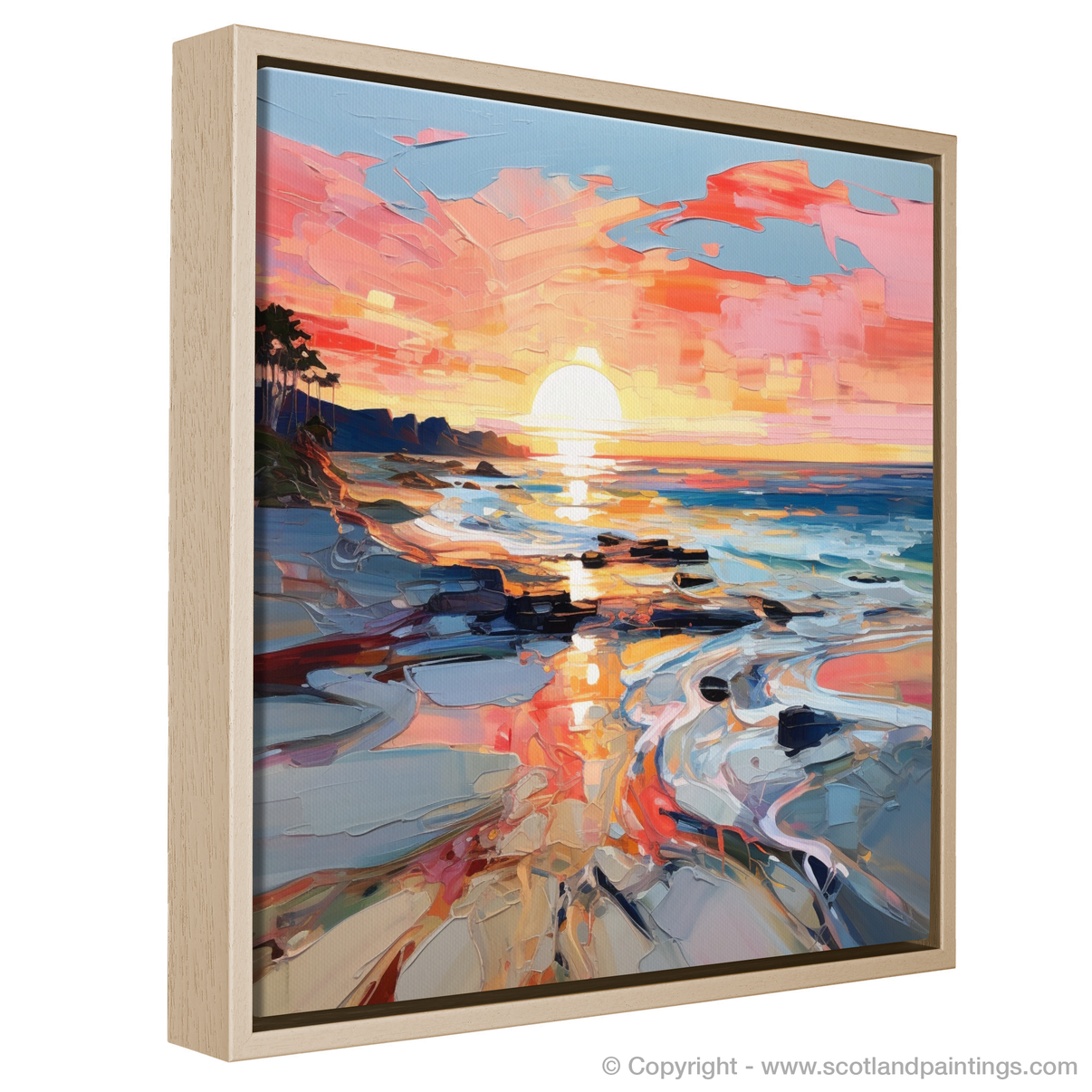 Painting and Art Print of Coral Beach at sunset entitled "Sunset Embra ...