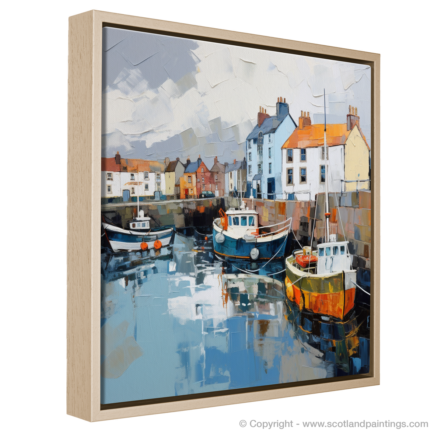 Painting and Art Print of St Monans Harbour with a stormy sky. Storm O ...