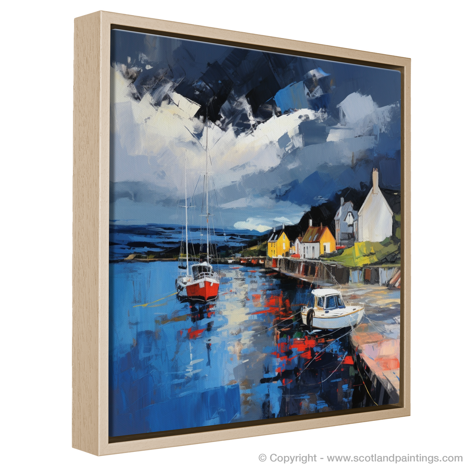 Painting and Art Print of Cromarty Harbour with a stormy sky entitled ...
