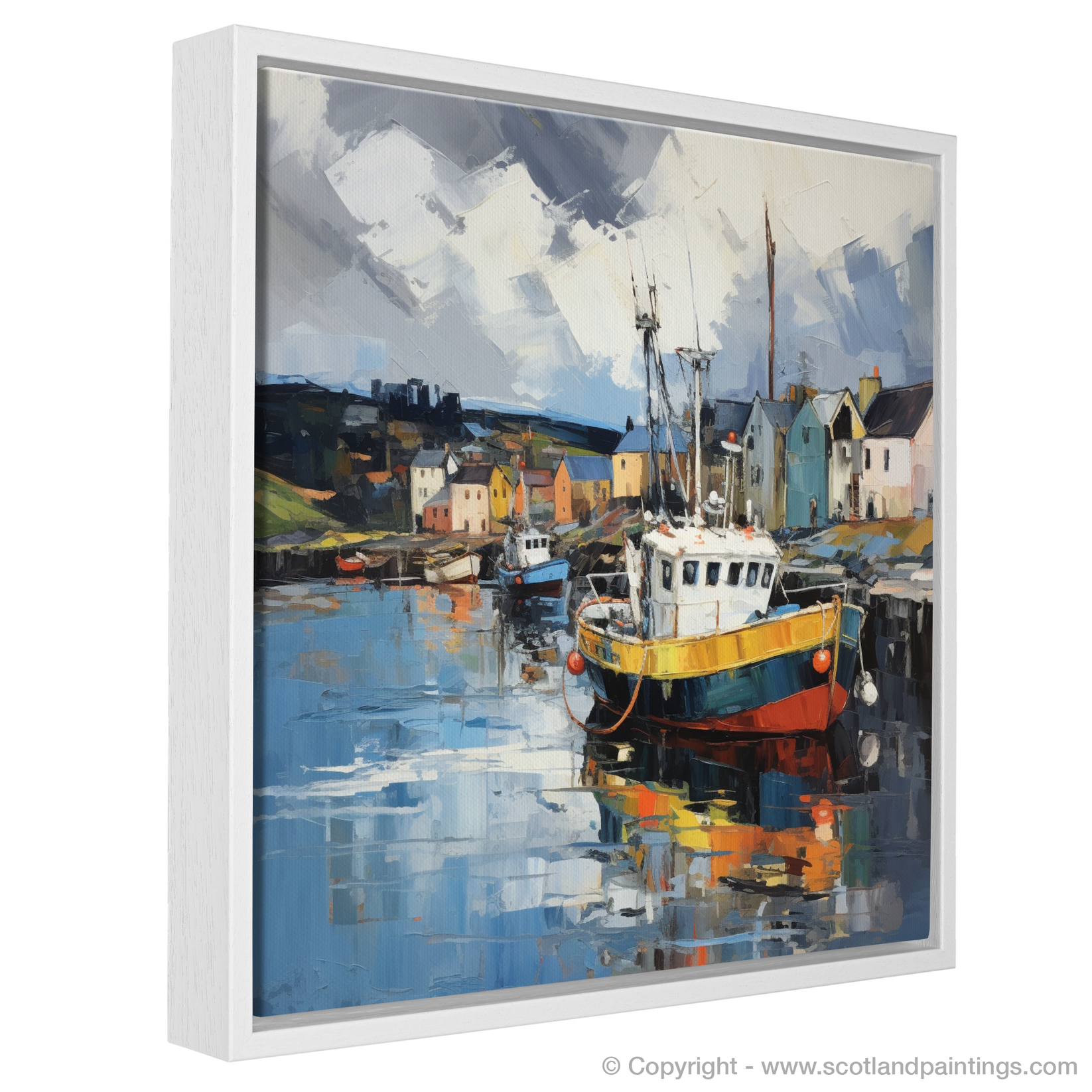 Painting and Art Print of Cromarty Harbour with a stormy sky entitled ...
