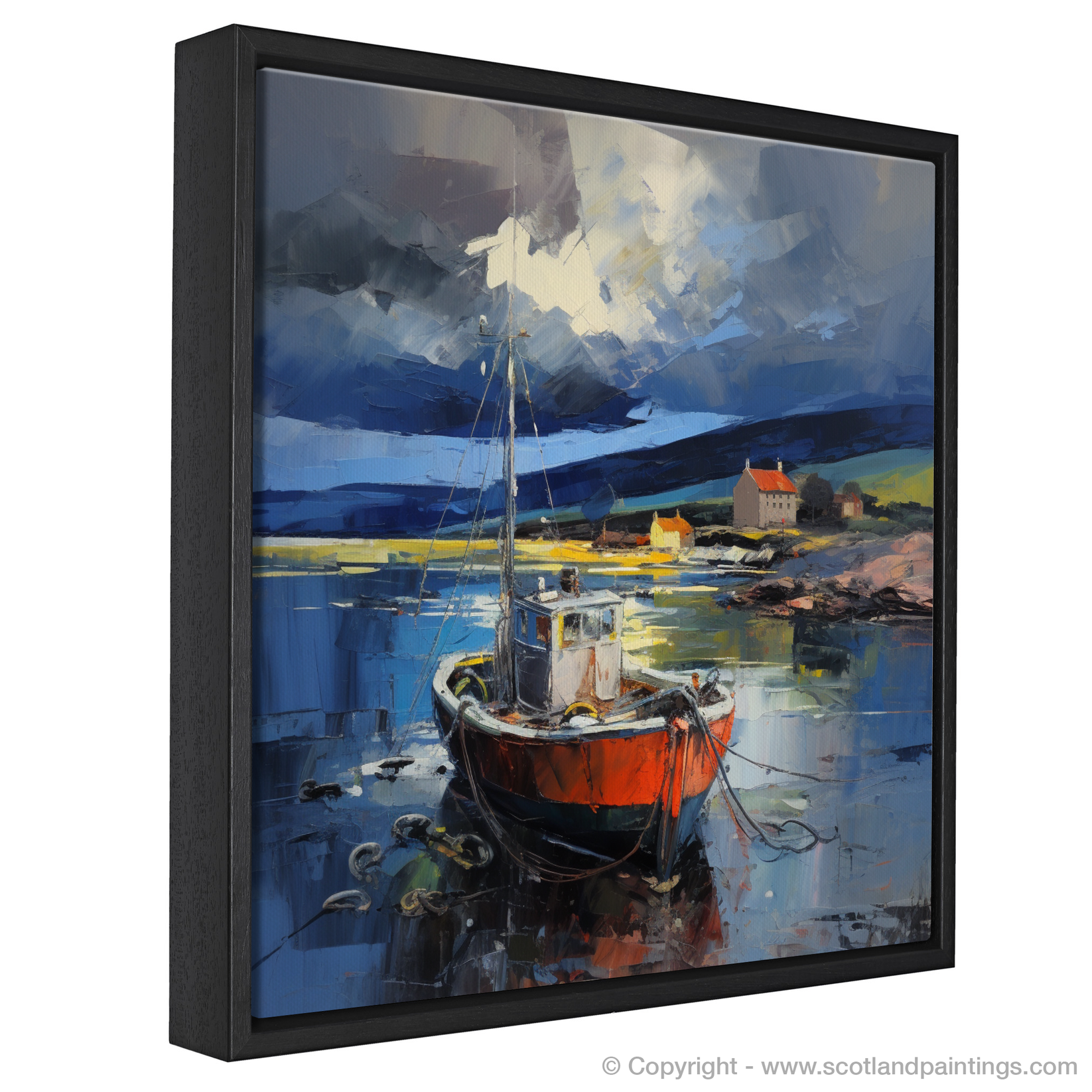 Painting and Art Print of Cromarty Harbour with a stormy sky entitled ...
