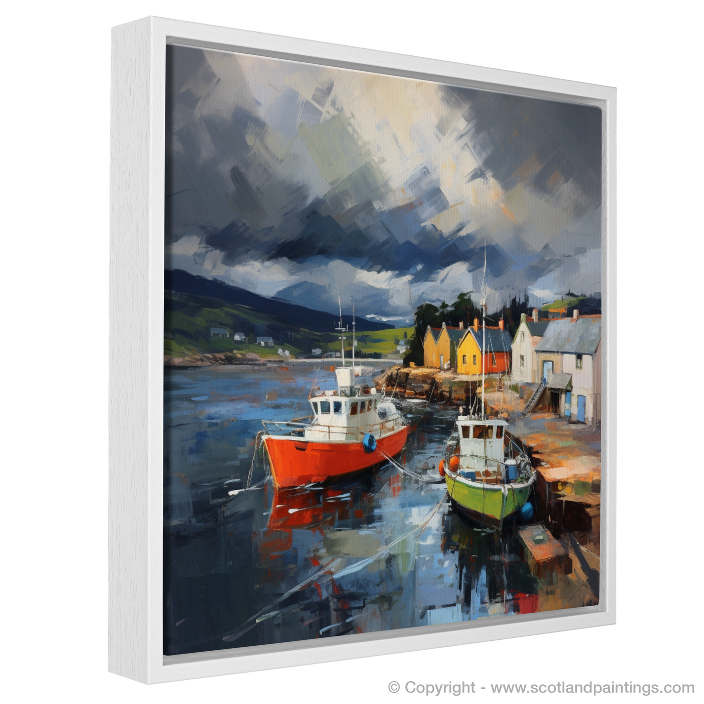 Painting and Art Print of Cromarty Harbour with a stormy sky entitled ...