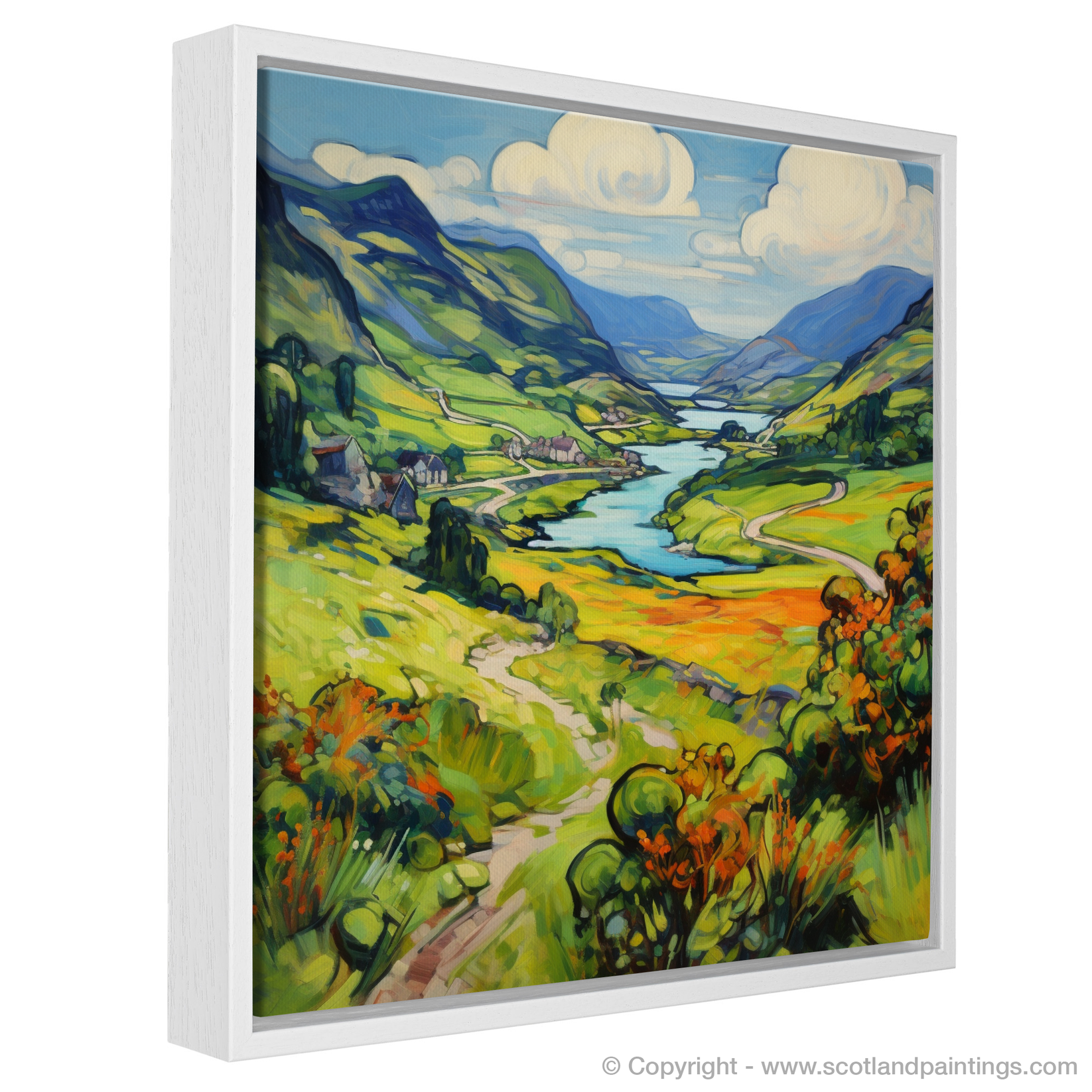 Painting and Art Print of Glen Falloch, Argyll and Bute in summer enti ...