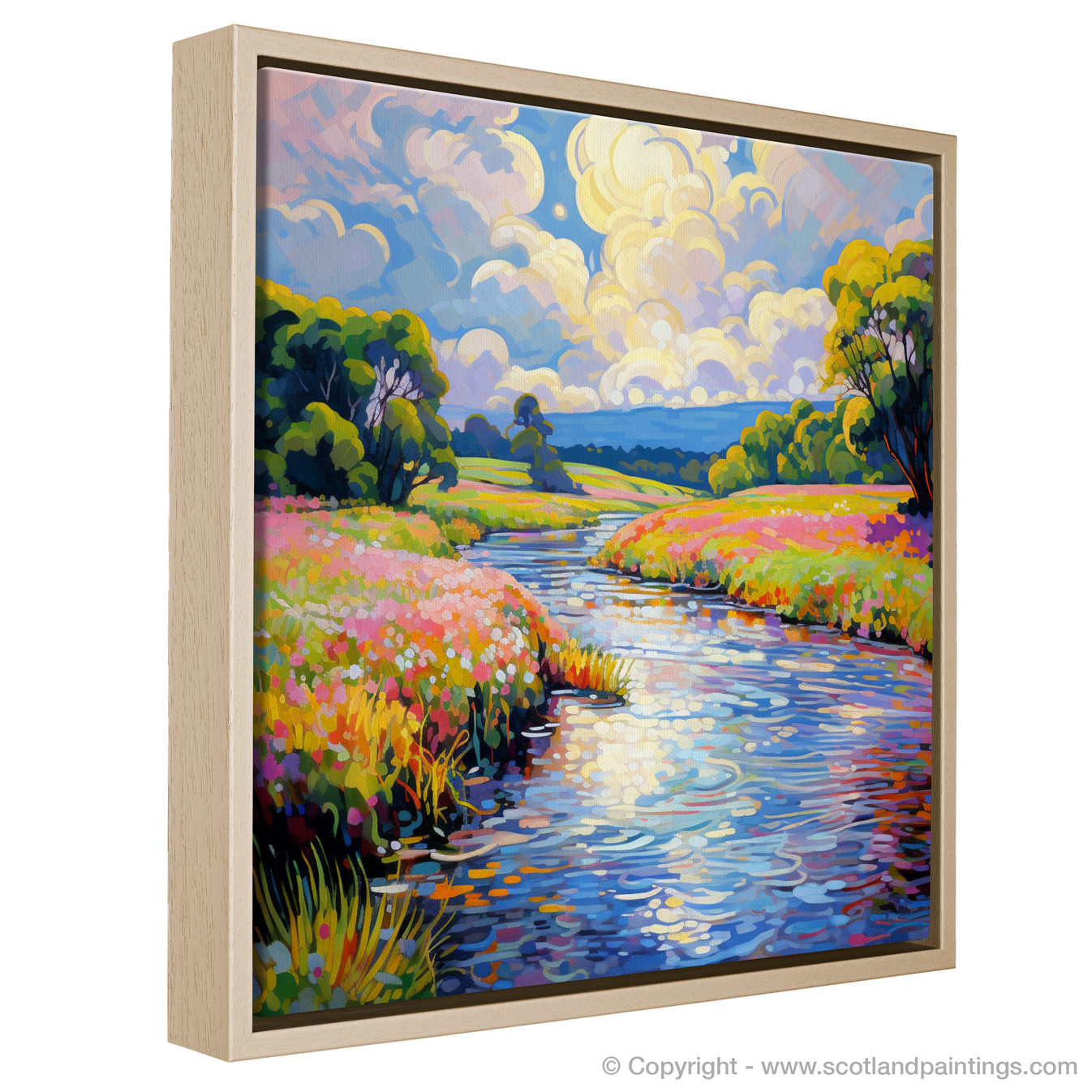 Painting and Art Print of River Esk, Angus in summer entitled "Summer ...