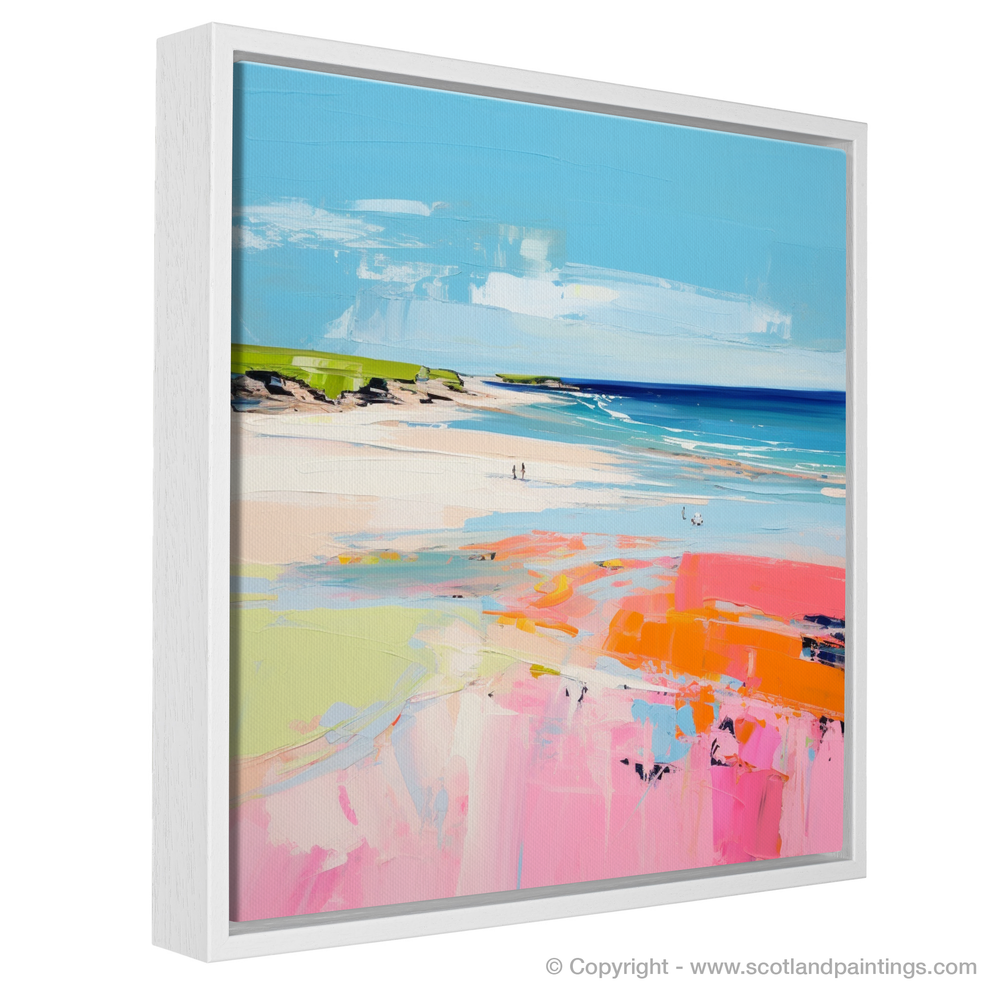 Painting and Art Print of St Cyrus Beach, Aberdeenshire in summer enti ...
