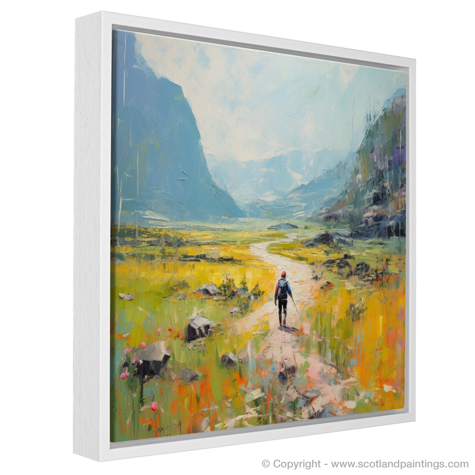 Painting and Art Print of Lone hiker in Glencoe during summer entitled ...