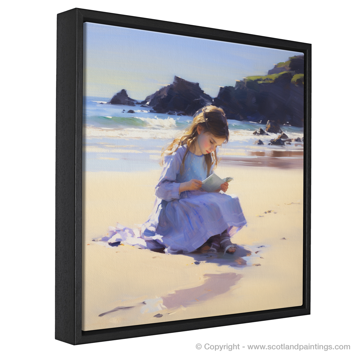 Painting and Art Print of A girl writing her name in the sand at Eyemo ...