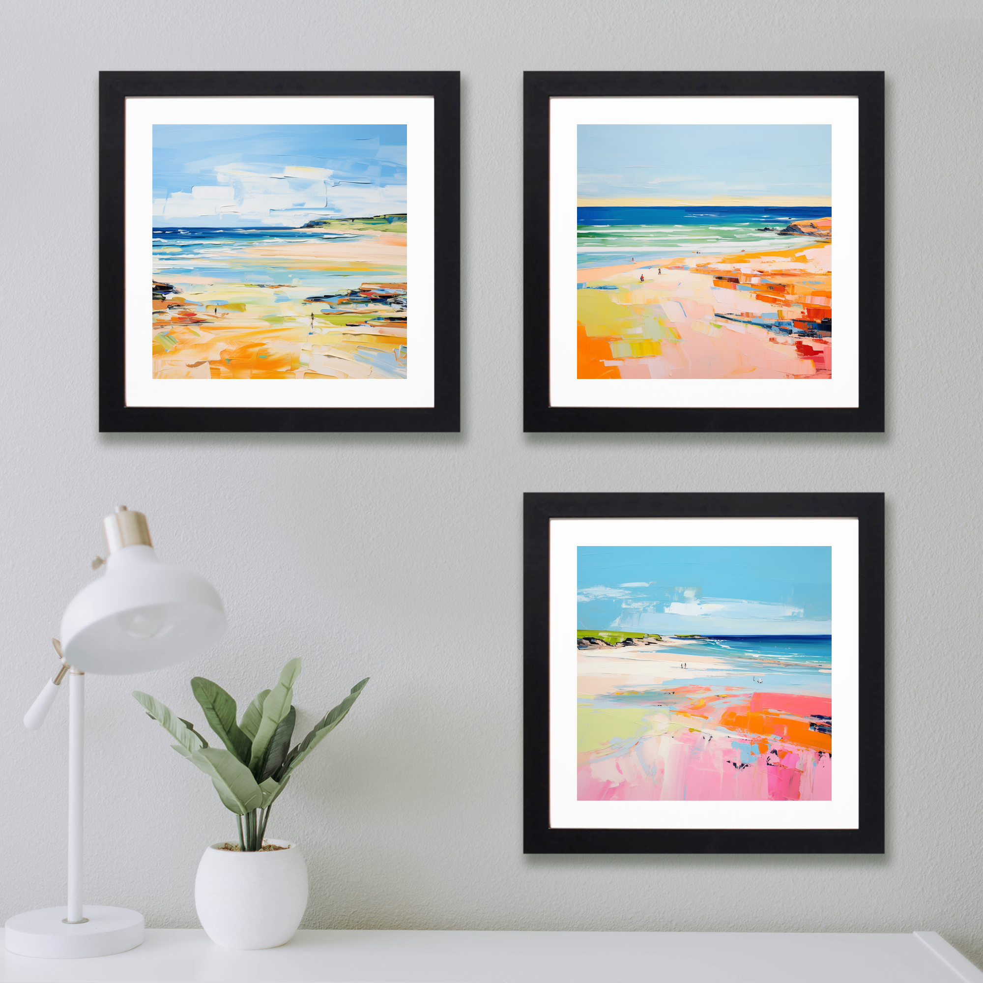 St Cyrus Beach, Aberdeenshire in summer - Set of Three Prints ...