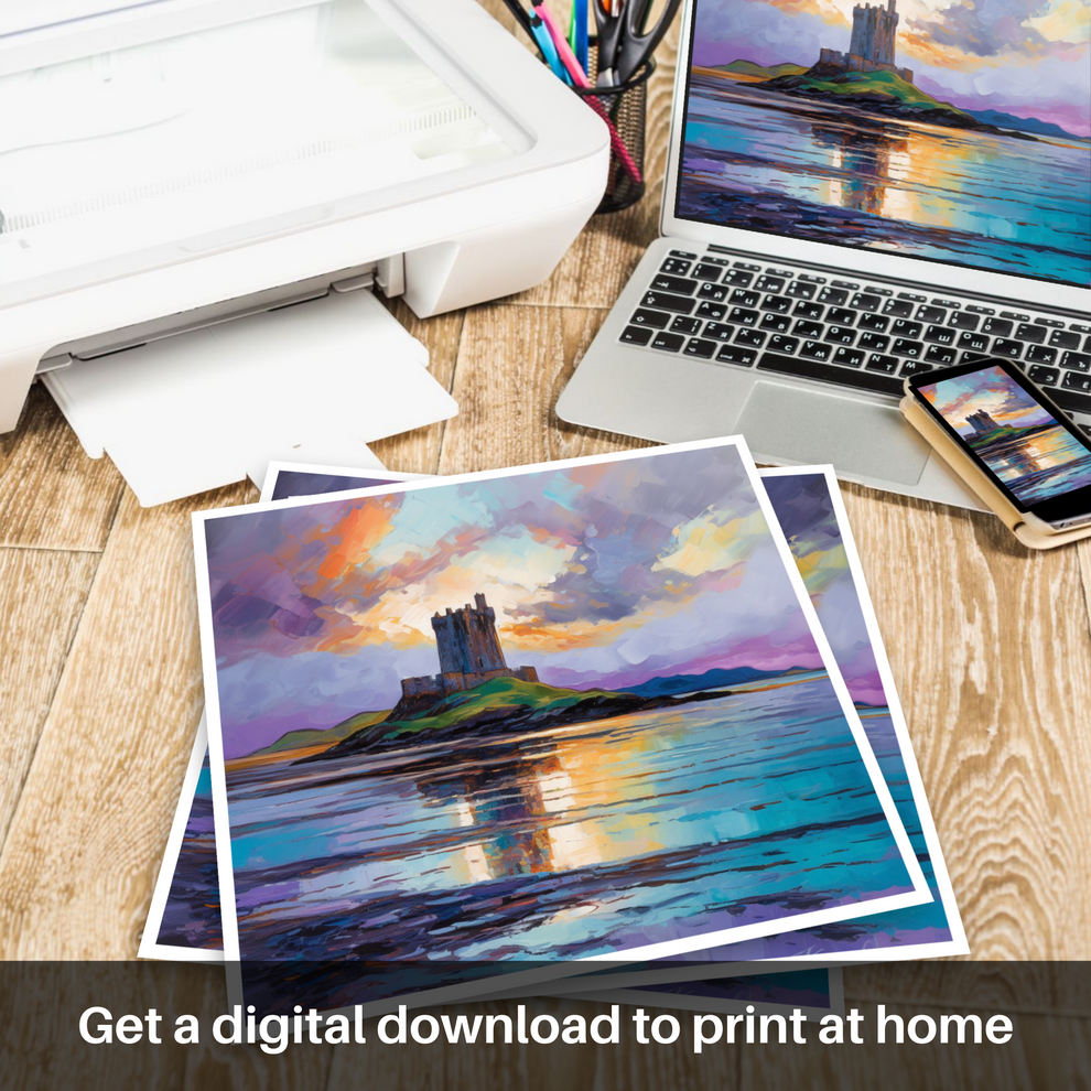 Storm's Embrace over Castle Stalker Bay – Scotland Paintings and Art Prints