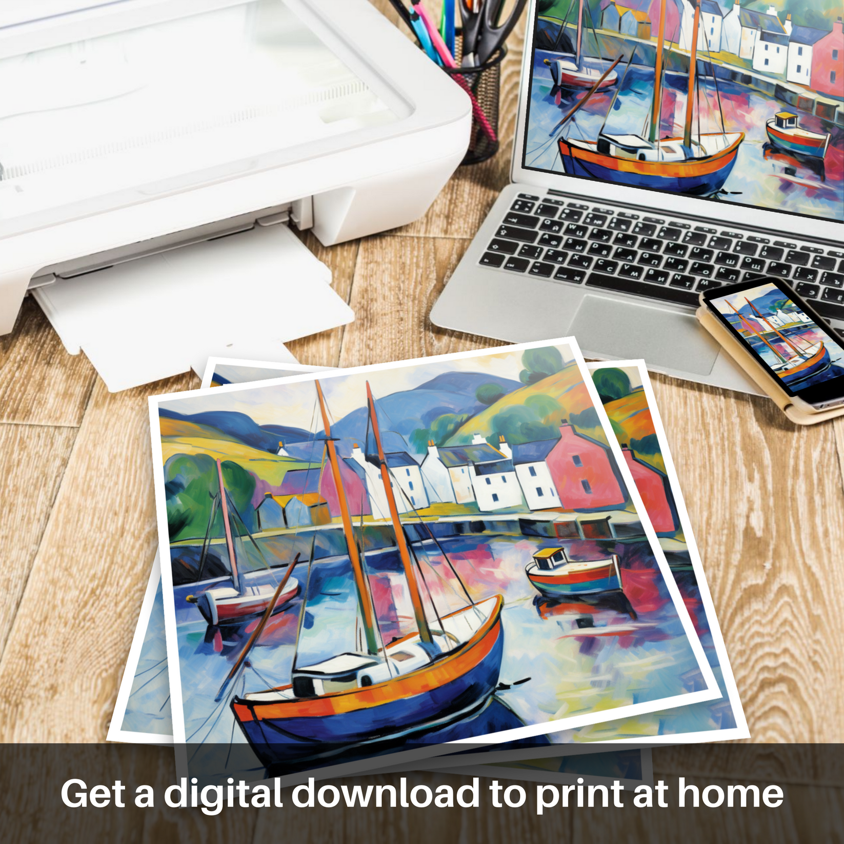 Vibrant Vista of Portree Harbour Fauvist Inspiration – Scotland ...