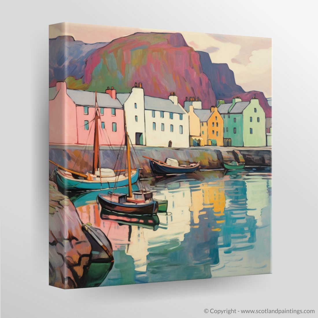 Art Nouveau Elegance of Portree Harbour – Scotland Paintings and Art Prints