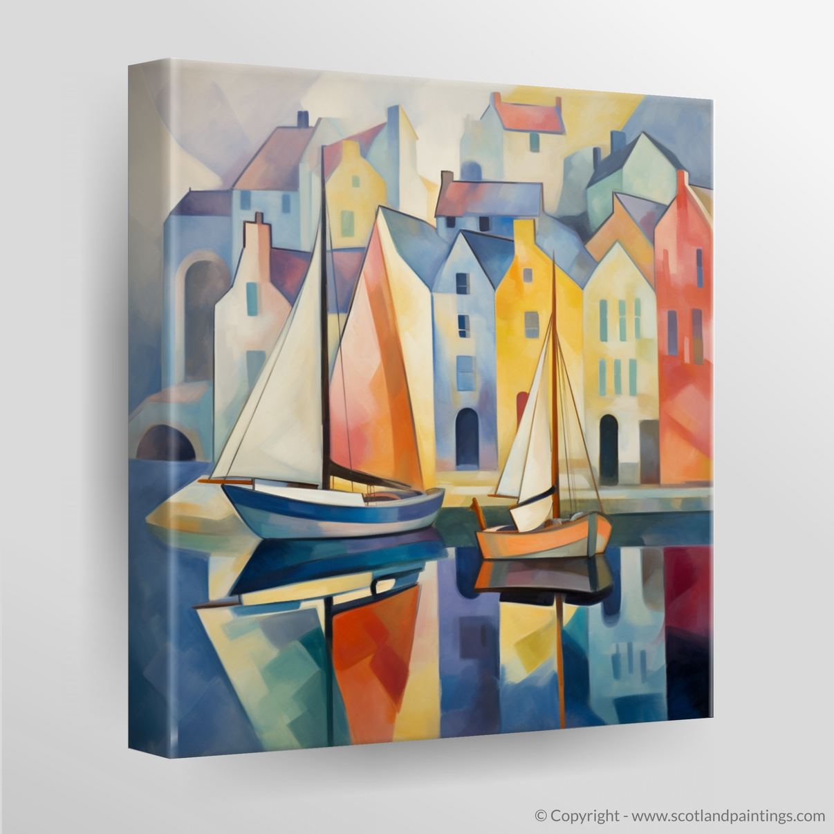 Cubist Portree: A Maritime Mosaic – Scotland Paintings and Art Prints