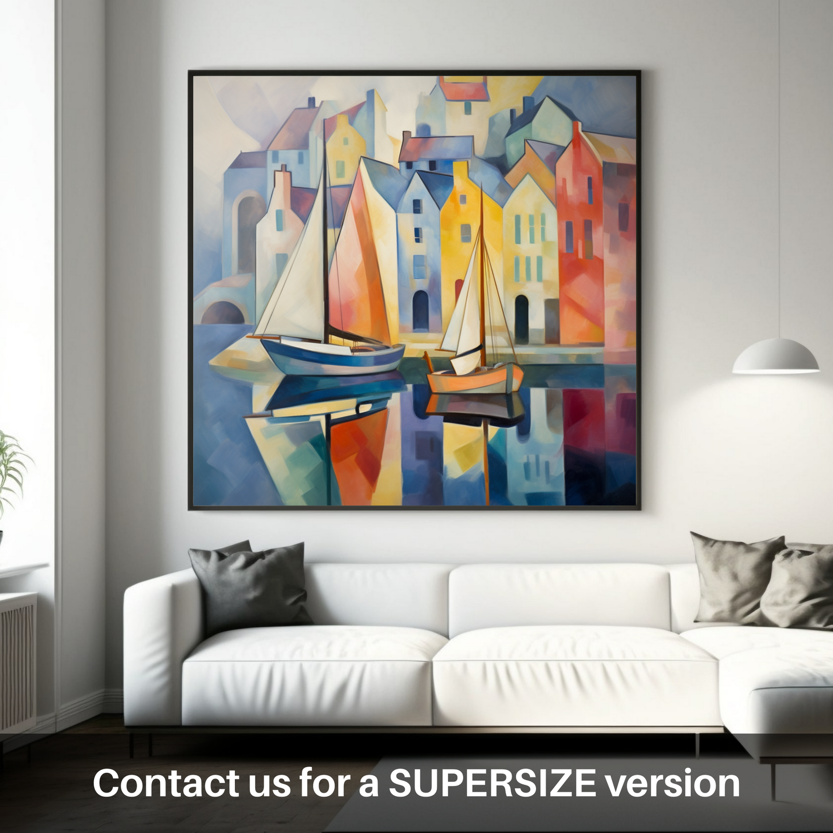 Cubist Portree: A Maritime Mosaic – Scotland Paintings and Art Prints