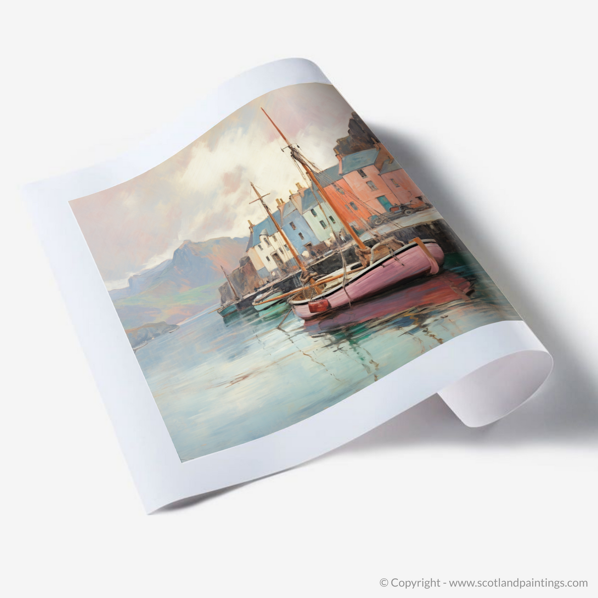 Serene Portree Harbour: An Impressionist Tribute to Scottish Coastal L ...