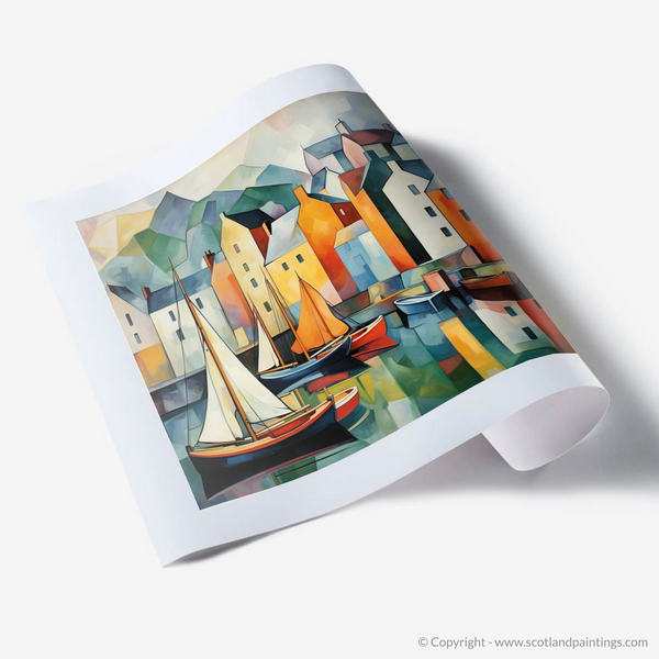 Cubist Waves at Portree Harbour – Scotland Paintings and Art Prints
