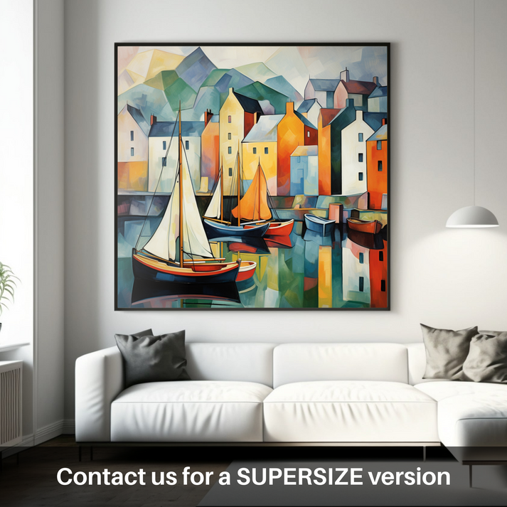 Cubist Waves at Portree Harbour – Scotland Paintings and Art Prints