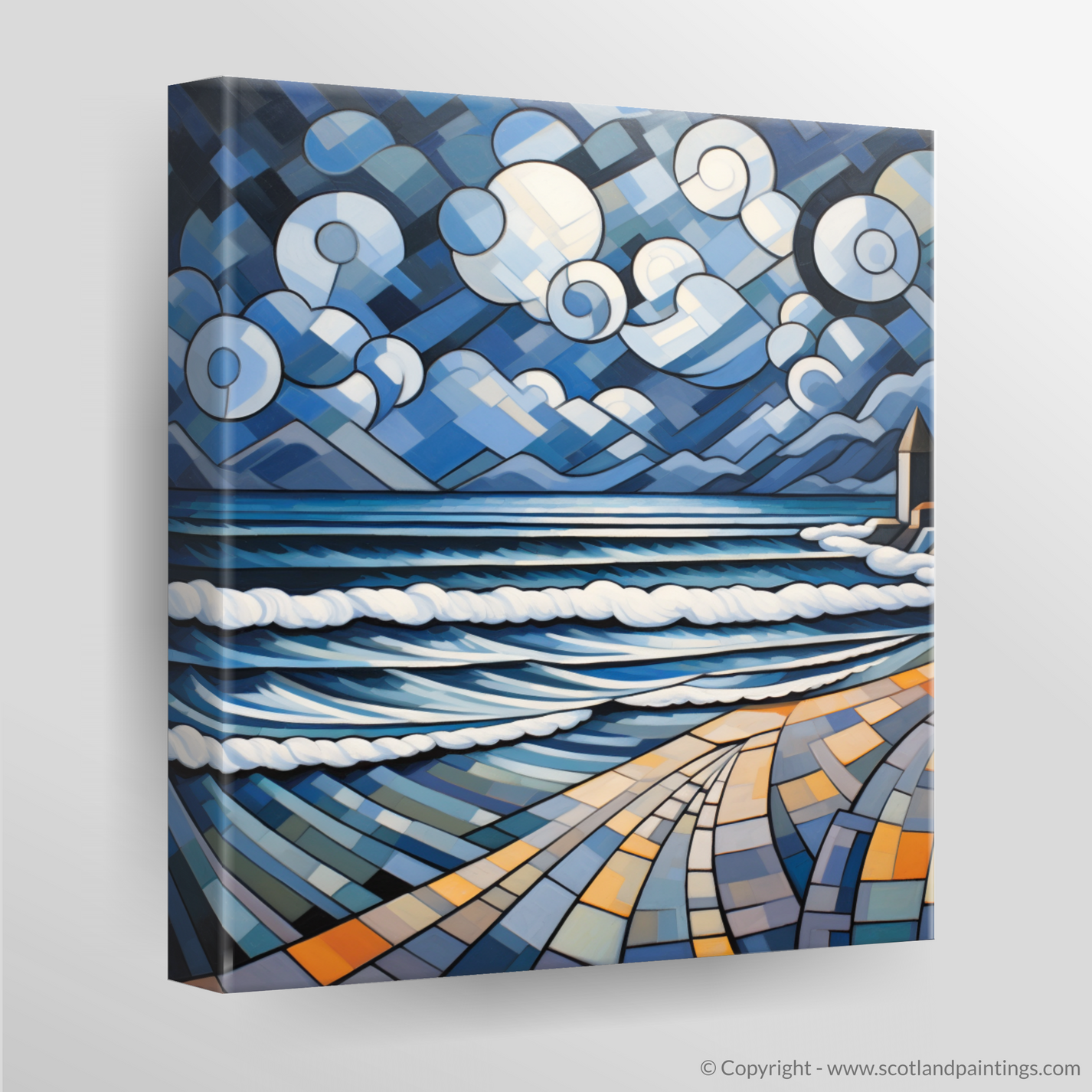 Cubist Storm over Nairn Beach – Scotland Paintings and Art Prints