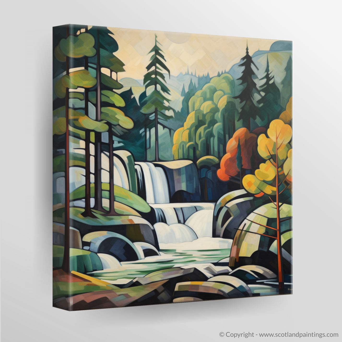 Cubist Cascade: The Enigma of Plodda Falls – Scotland Paintings and Art ...