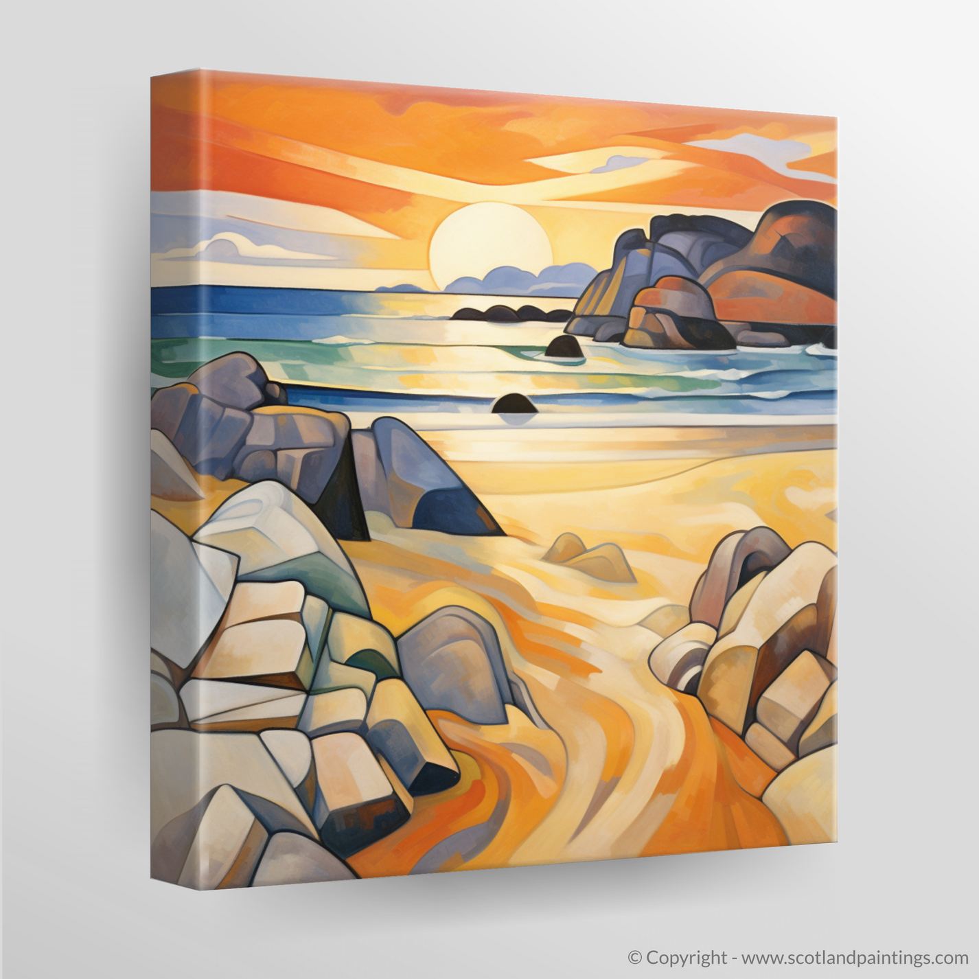 Cubist Sunset at Mellon Udrigle Beach – Scotland Paintings and Art Prints