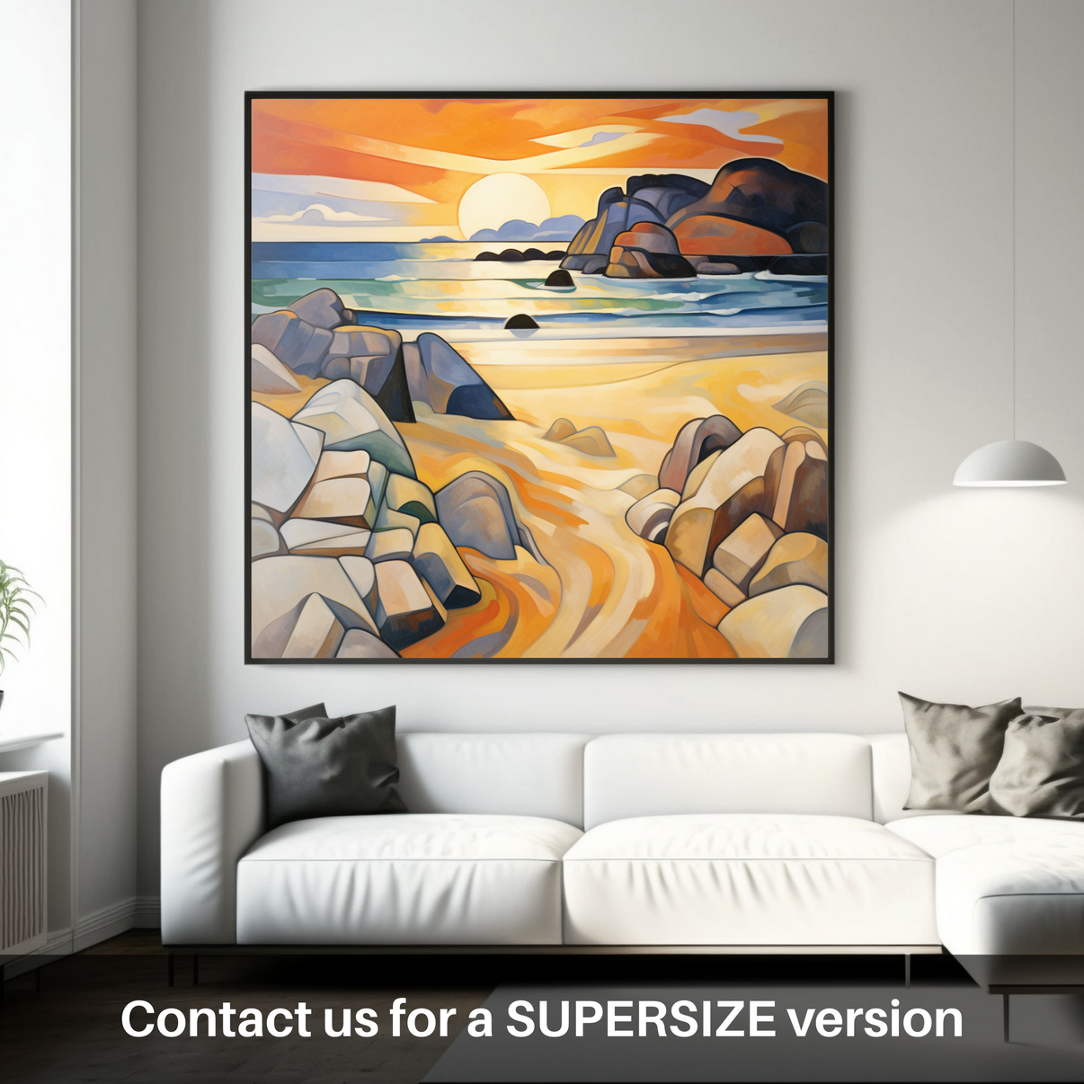 Cubist Sunset at Mellon Udrigle Beach – Scotland Paintings and Art Prints