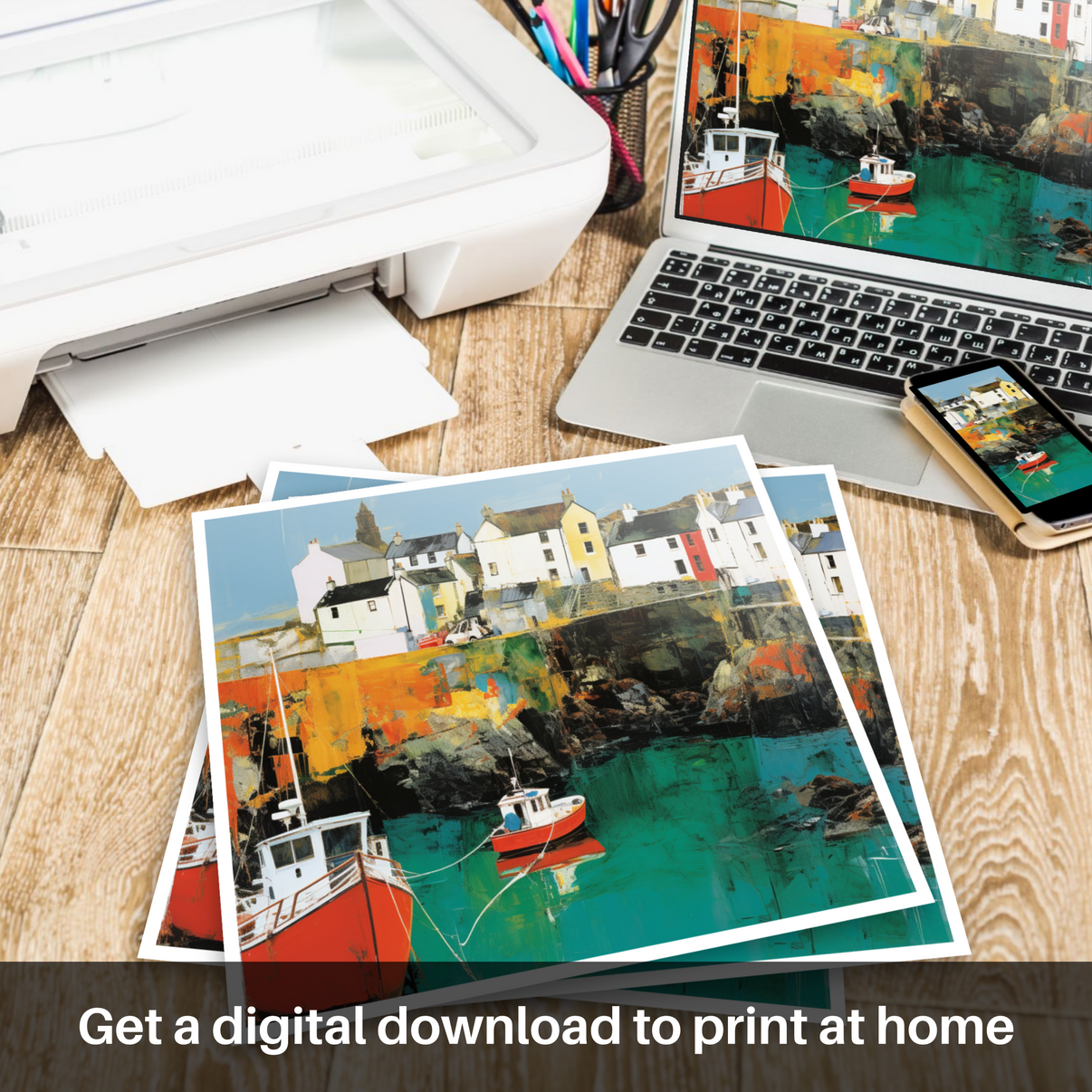 Pop Art Portpatrick: A Colourful Coastal Rendition – Scotland Paintings ...