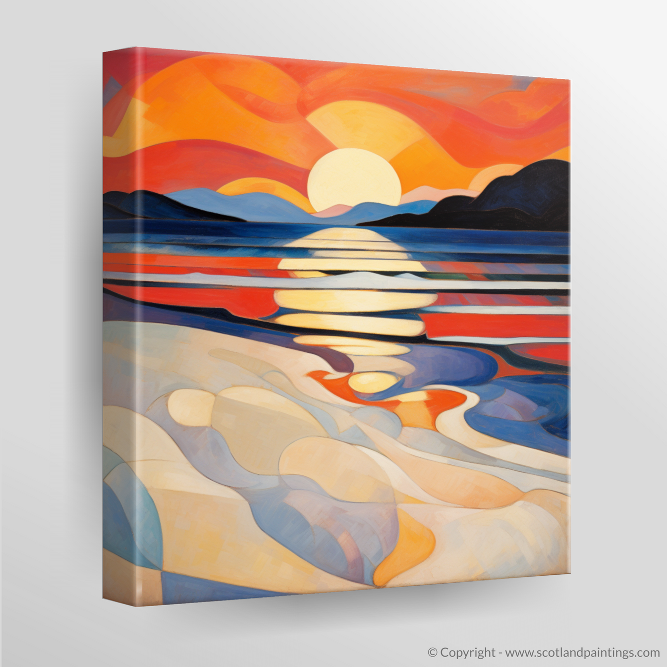 Cubist Sunset over Camusdarach Cove – Scotland Paintings and Art Prints