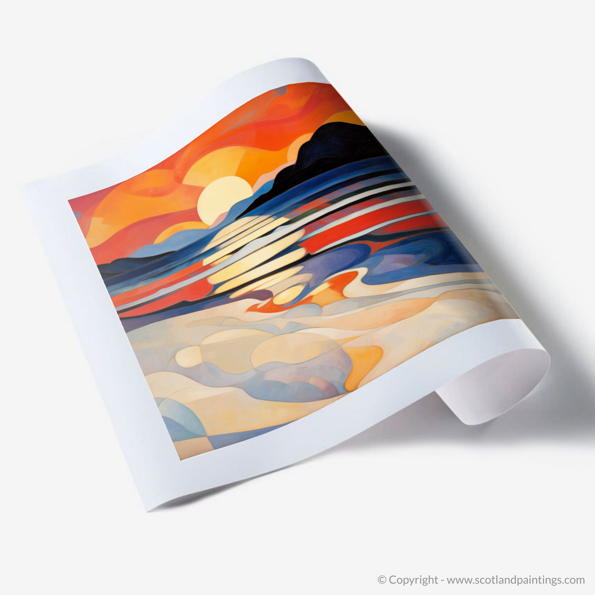 Cubist Sunset over Camusdarach Cove – Scotland Paintings and Art Prints