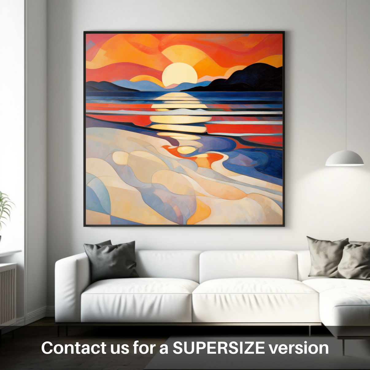 Cubist Sunset over Camusdarach Cove – Scotland Paintings and Art Prints