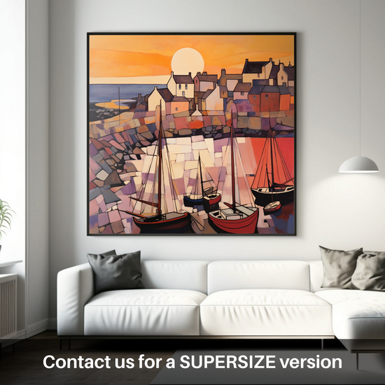 Cubist Sunset at Crail Harbour – Scotland Paintings and Art Prints