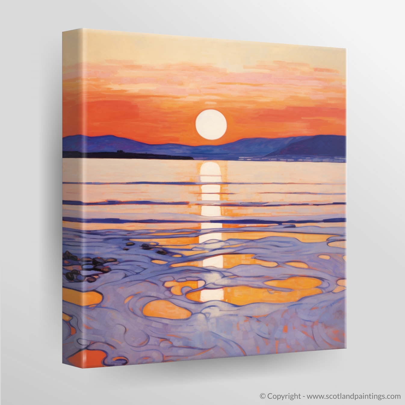 Cubist Sunset at Longniddry Beach – Scotland Paintings and Art Prints