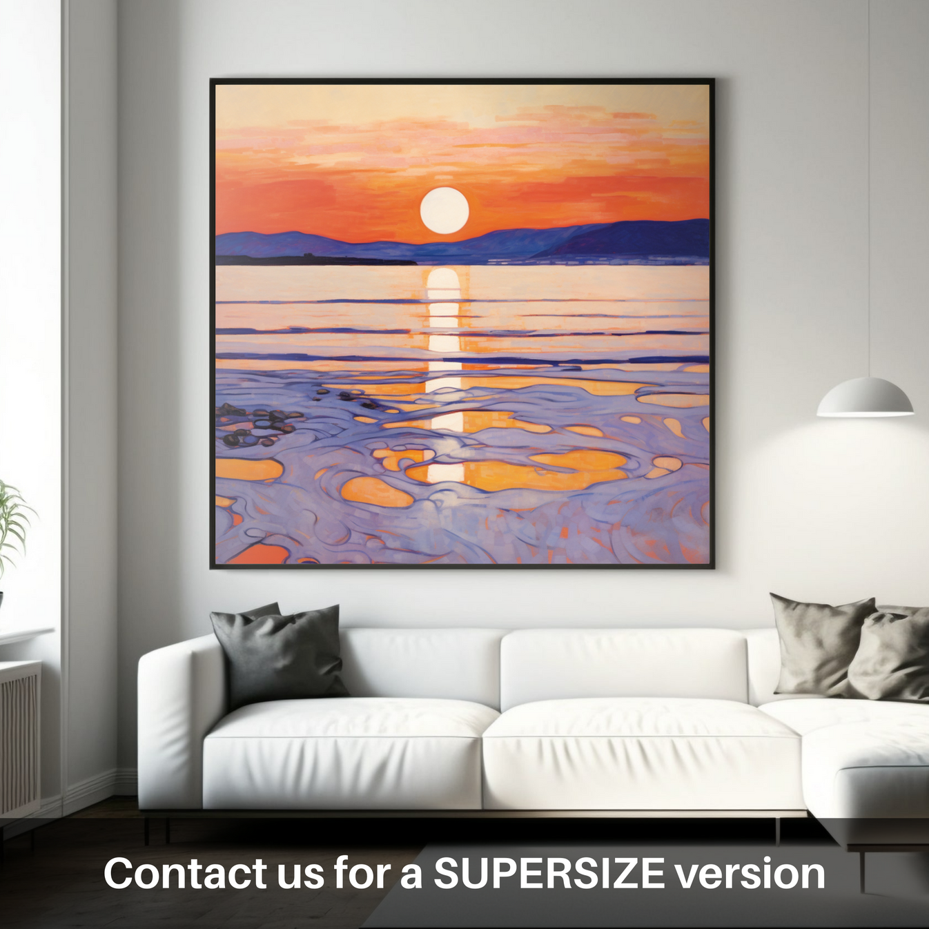 Cubist Sunset at Longniddry Beach – Scotland Paintings and Art Prints