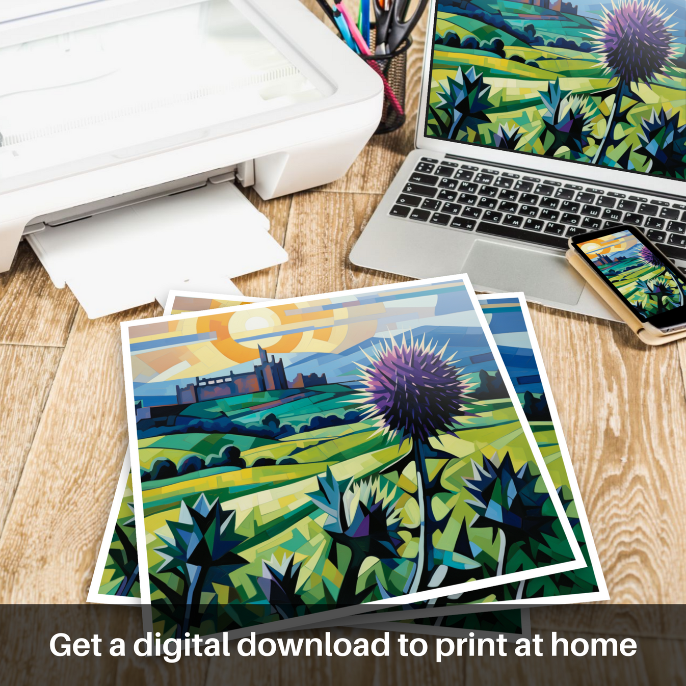 Cubist Thistle and Stirling Castle: A Scottish Landscape Reimagined ...