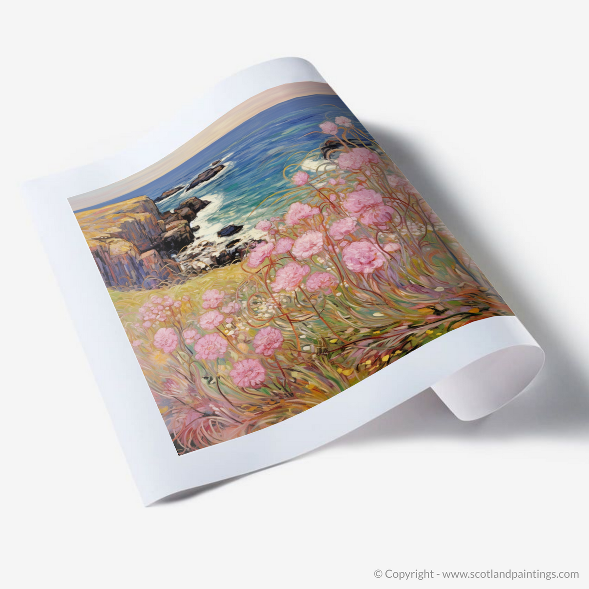 Sea Thrift Splendour on St Abbs Head Cliffs – Scotland Paintings and Art Prints