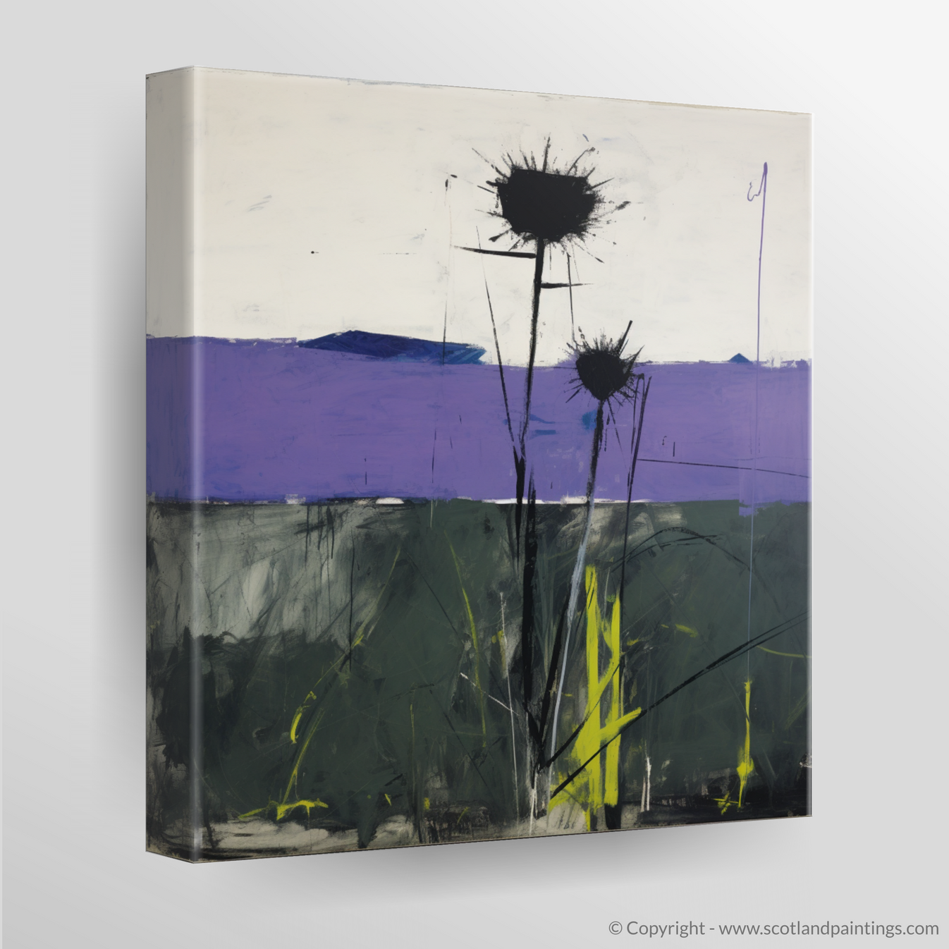 Melancholy Thistle in Inverness-shire Grasslands: An Abstract Expressi – Scotland Paintings and ...