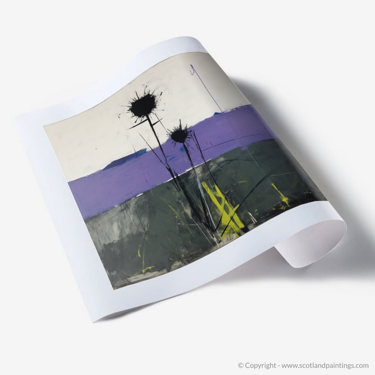 Melancholy Thistle in Inverness-shire Grasslands: An Abstract Expressi – Scotland Paintings and ...